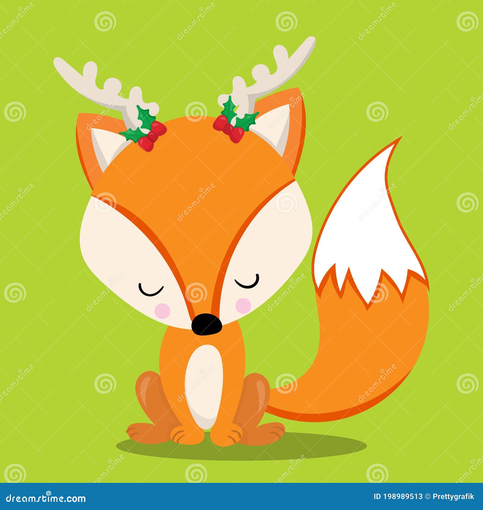 Merry christmas fox 06 stock vector. Illustration of vector - 198989513