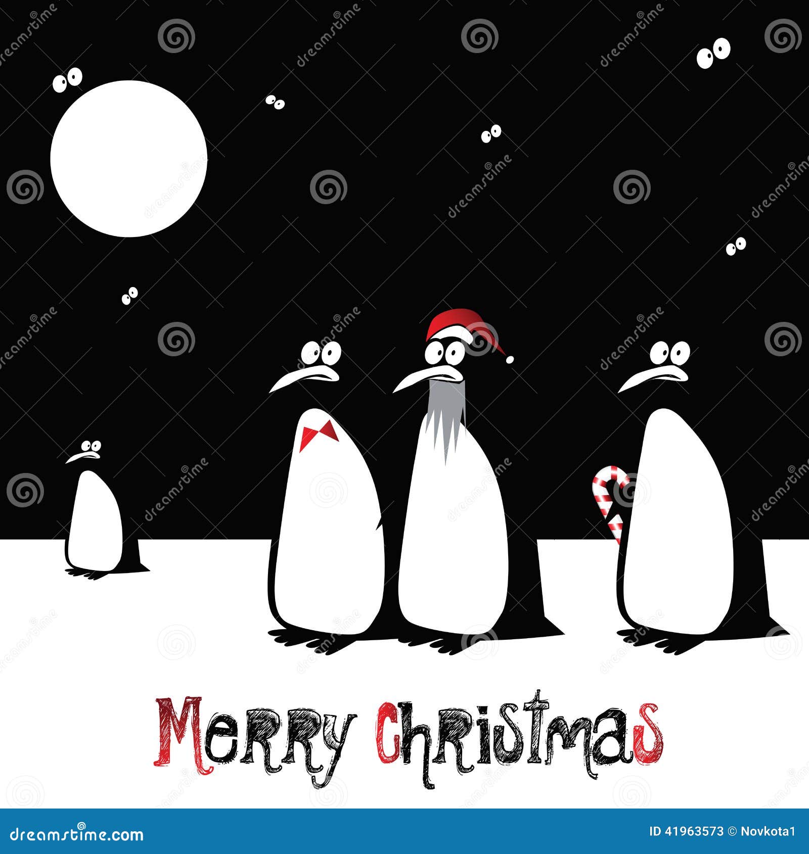 Merry Christmas Funny Bird Penguin Stock Illustration - Illustration of ...