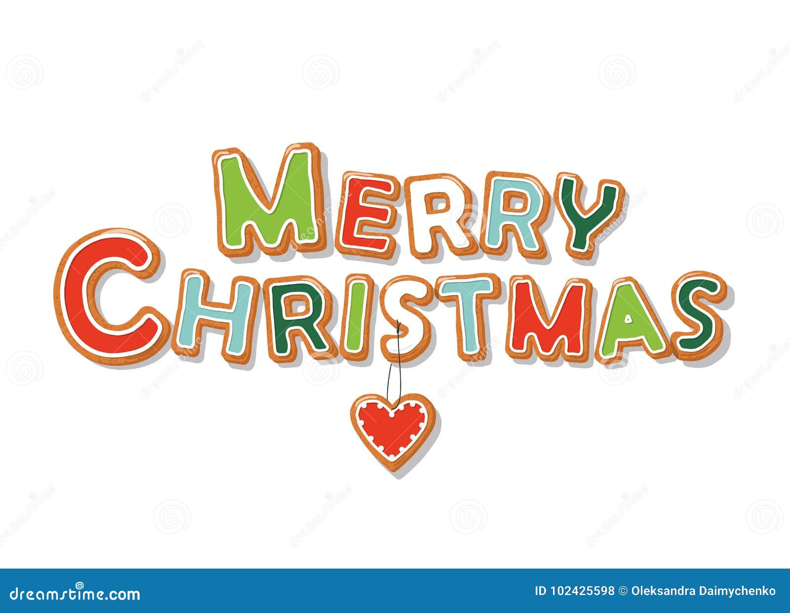 Merry Christmas Gingerbread Cookie Hand Drawn Letters. Stock ...