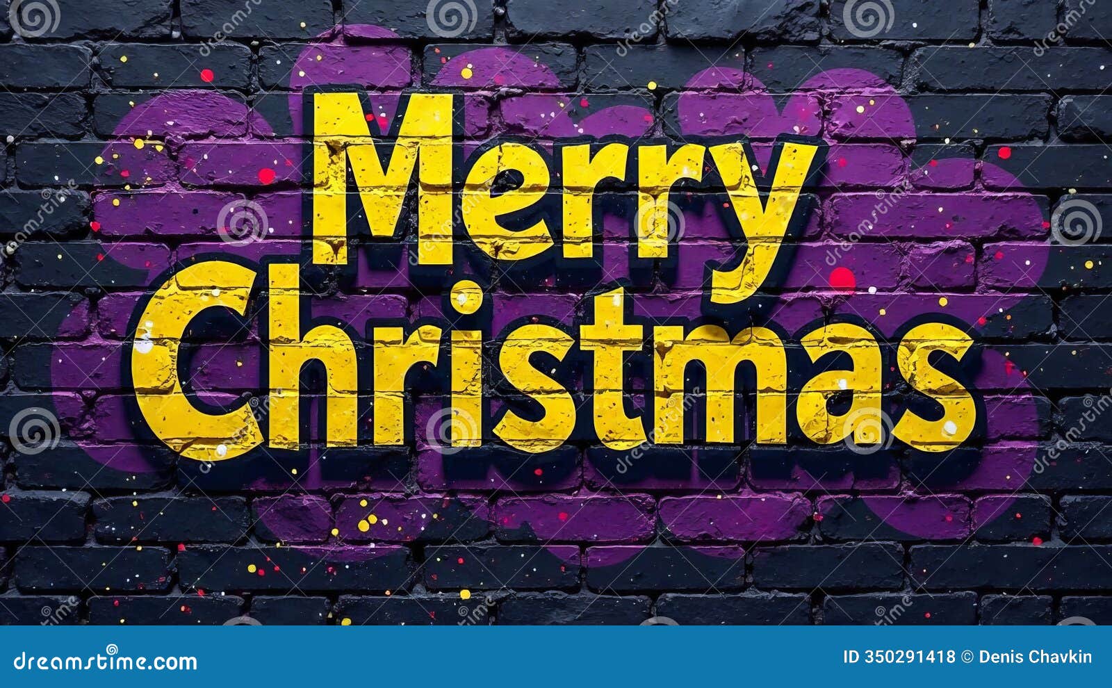 Merry Christmas Graffiti Template is on the Wall Stock Photo - Image of ...