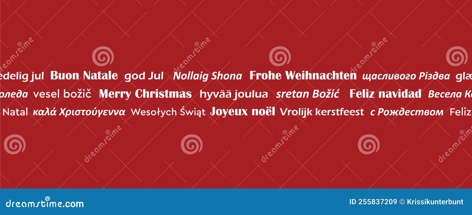 Merry Christmas Greeting Card Banner in Different Languages Stock ...