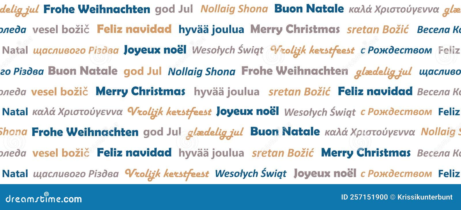 Merry Christmas Greeting Card Banner in Different Languages Stock ...
