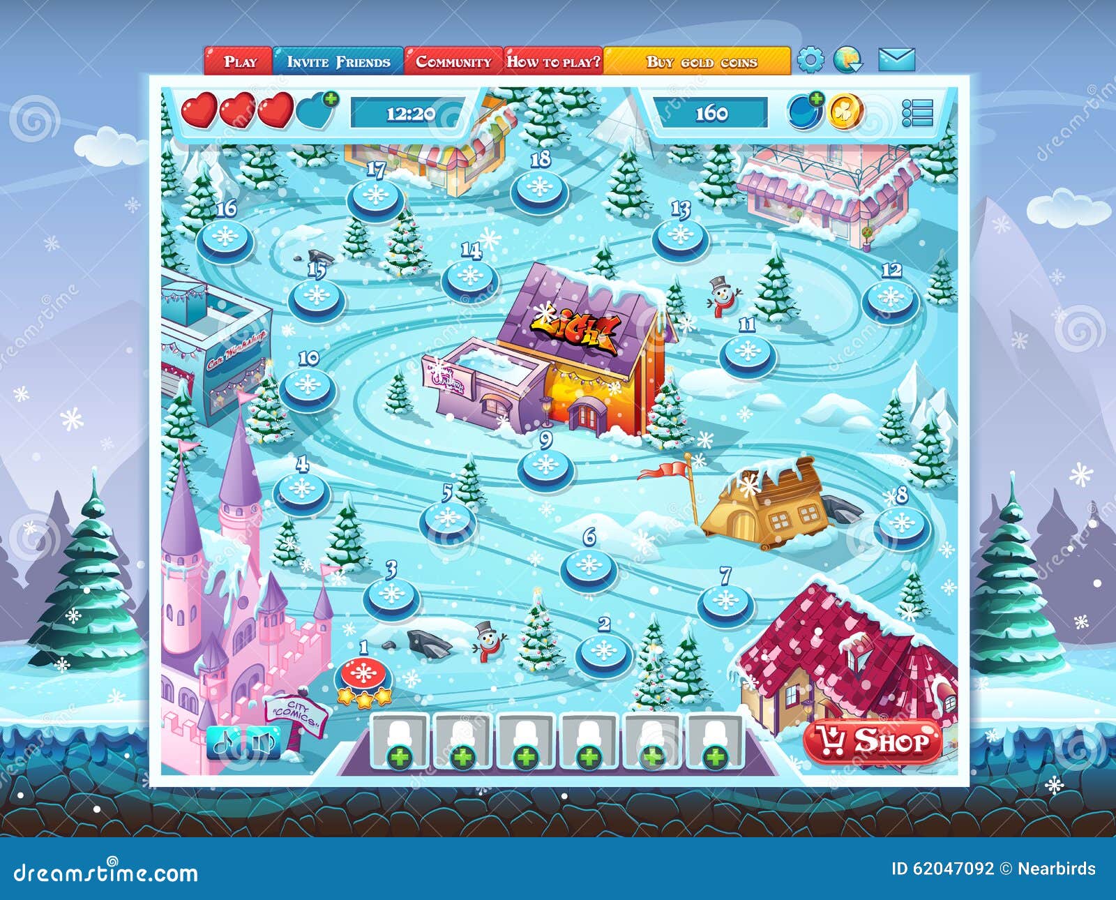 Merry Christmas GUI - Map Playing Field Window Background Stock Vector ...