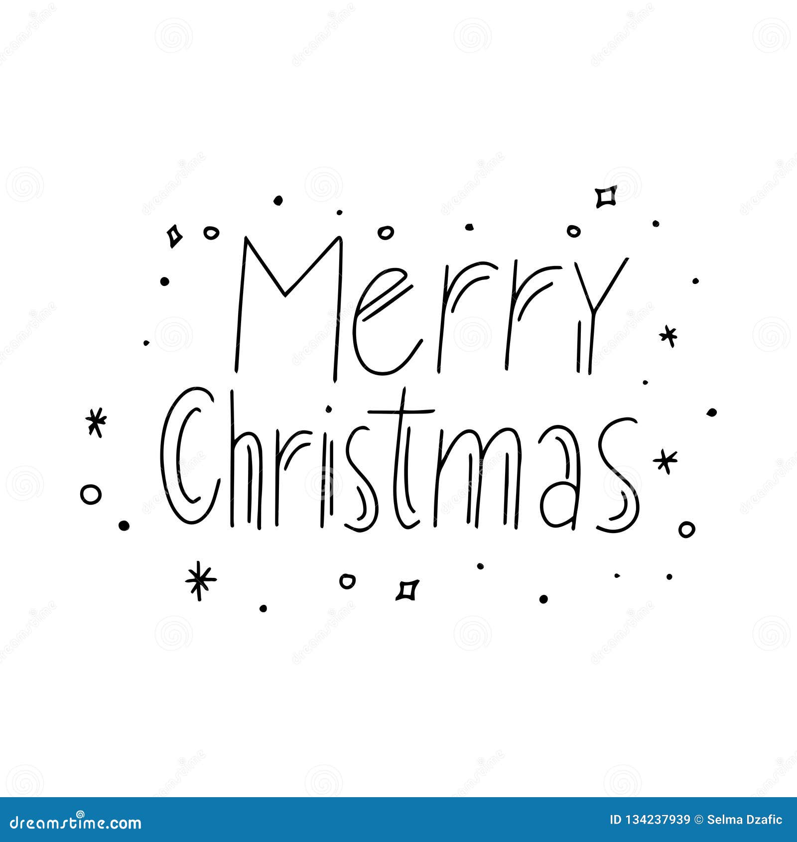 Merry Christmas Hand Drawn Christmas Card Lettering Design Cute
