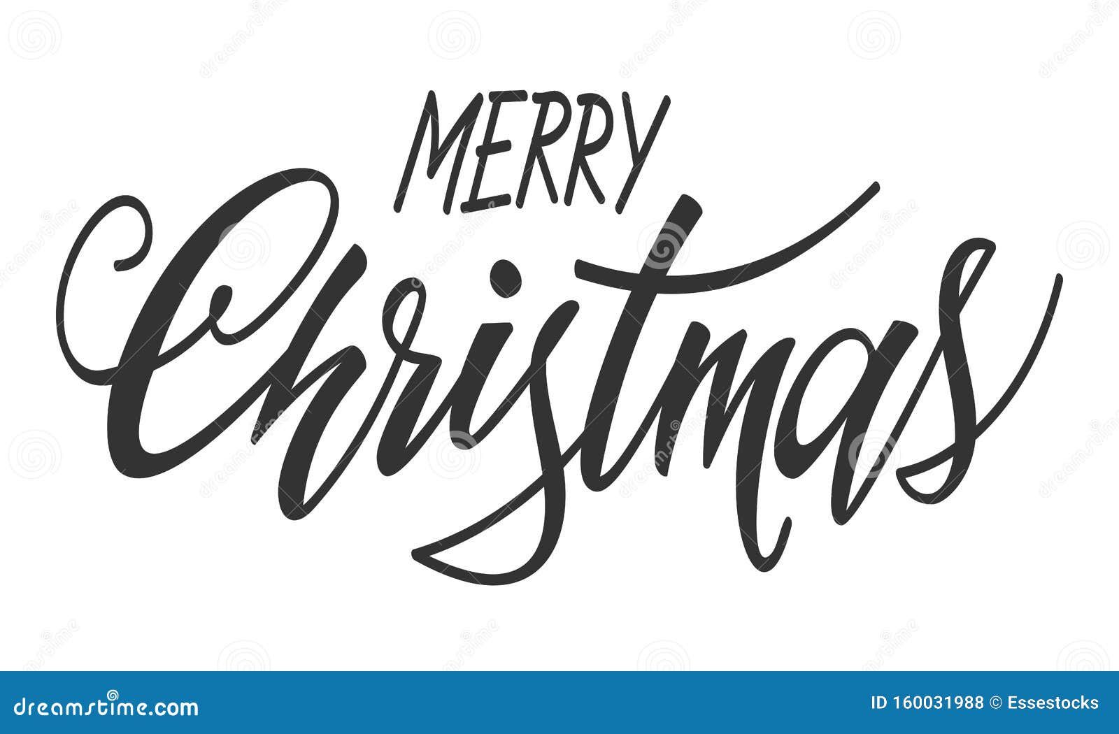 Merry Christmas Hand Drawn Lettering Text Banner Stock Vector