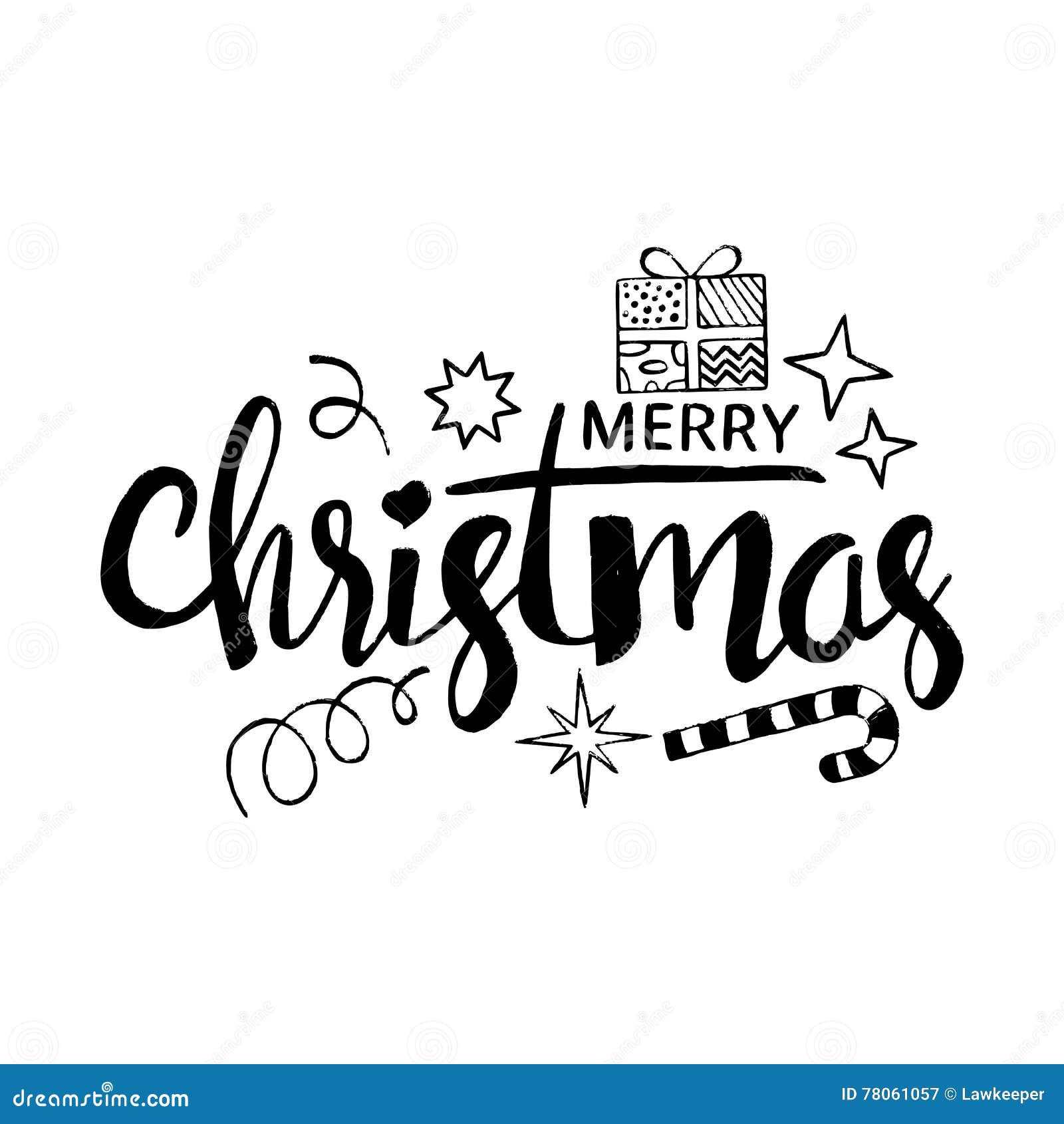 Merry Christmas Hand Drawn Lettering Stock Vector Illustration Of
