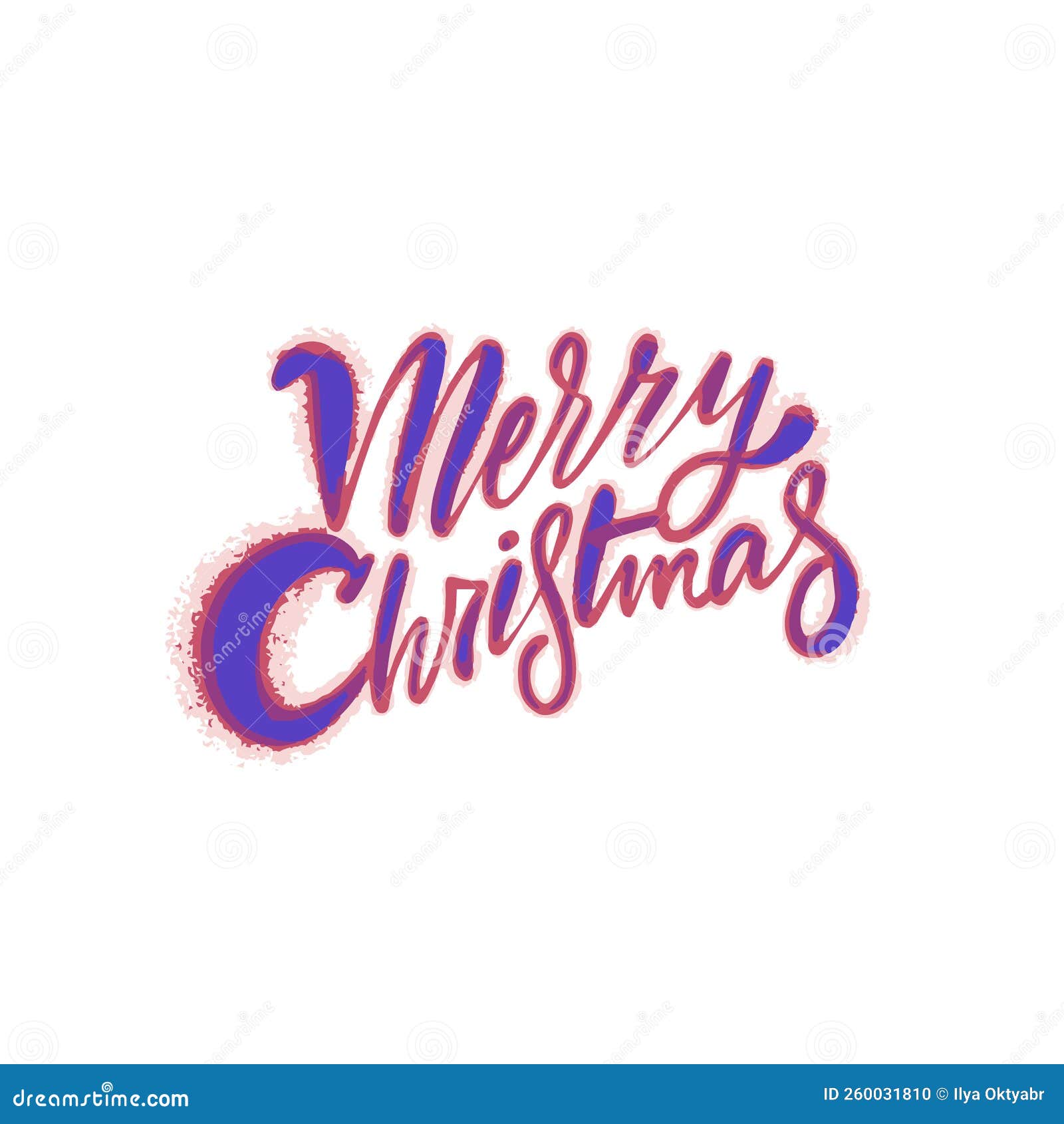Merry Christmas Hand Drawn Modern Calligraphy Colorful Phrase Vector