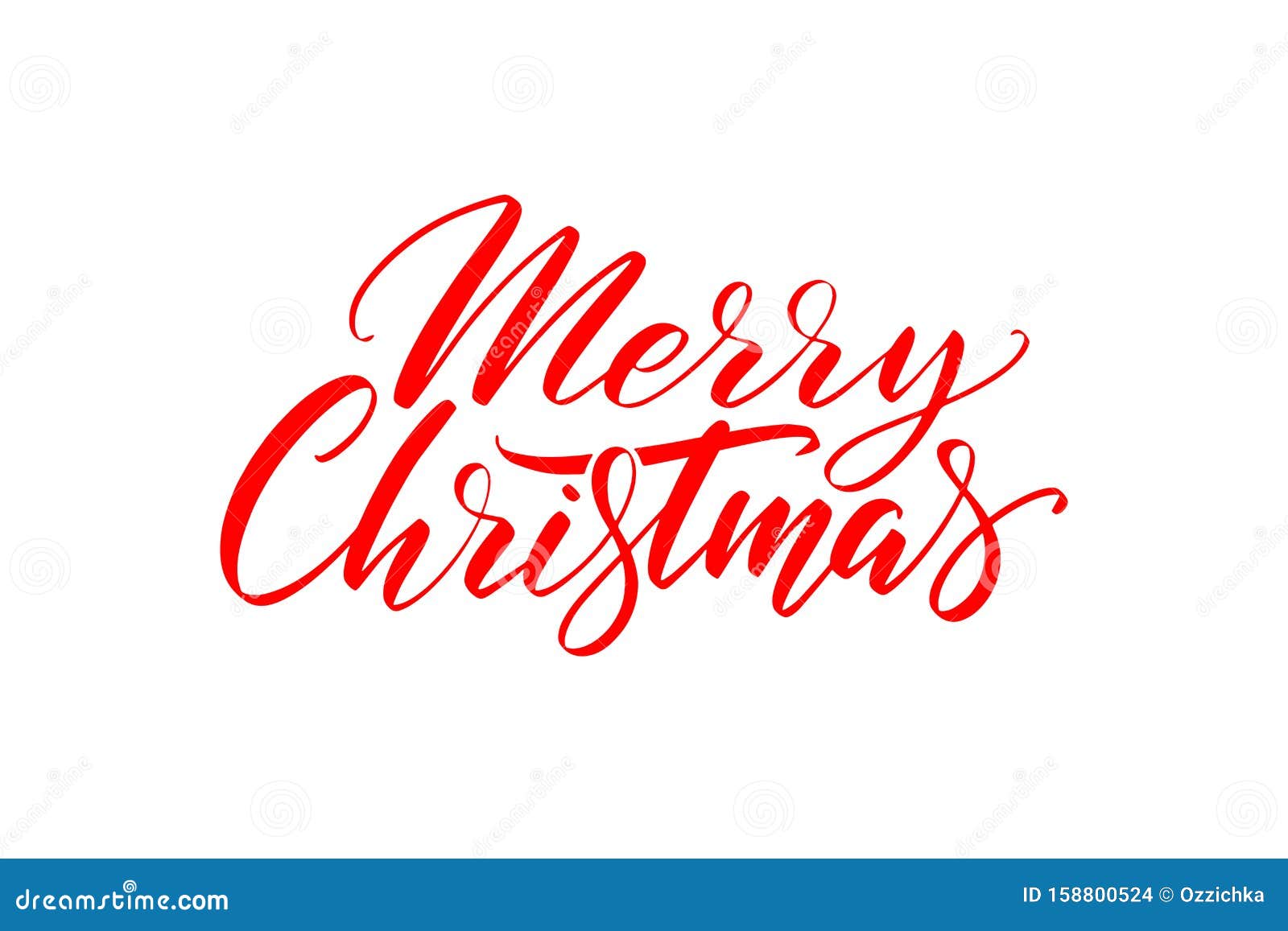 Merry Christmas Hand Lettering Isolated on White. Vector Image. Stock ...