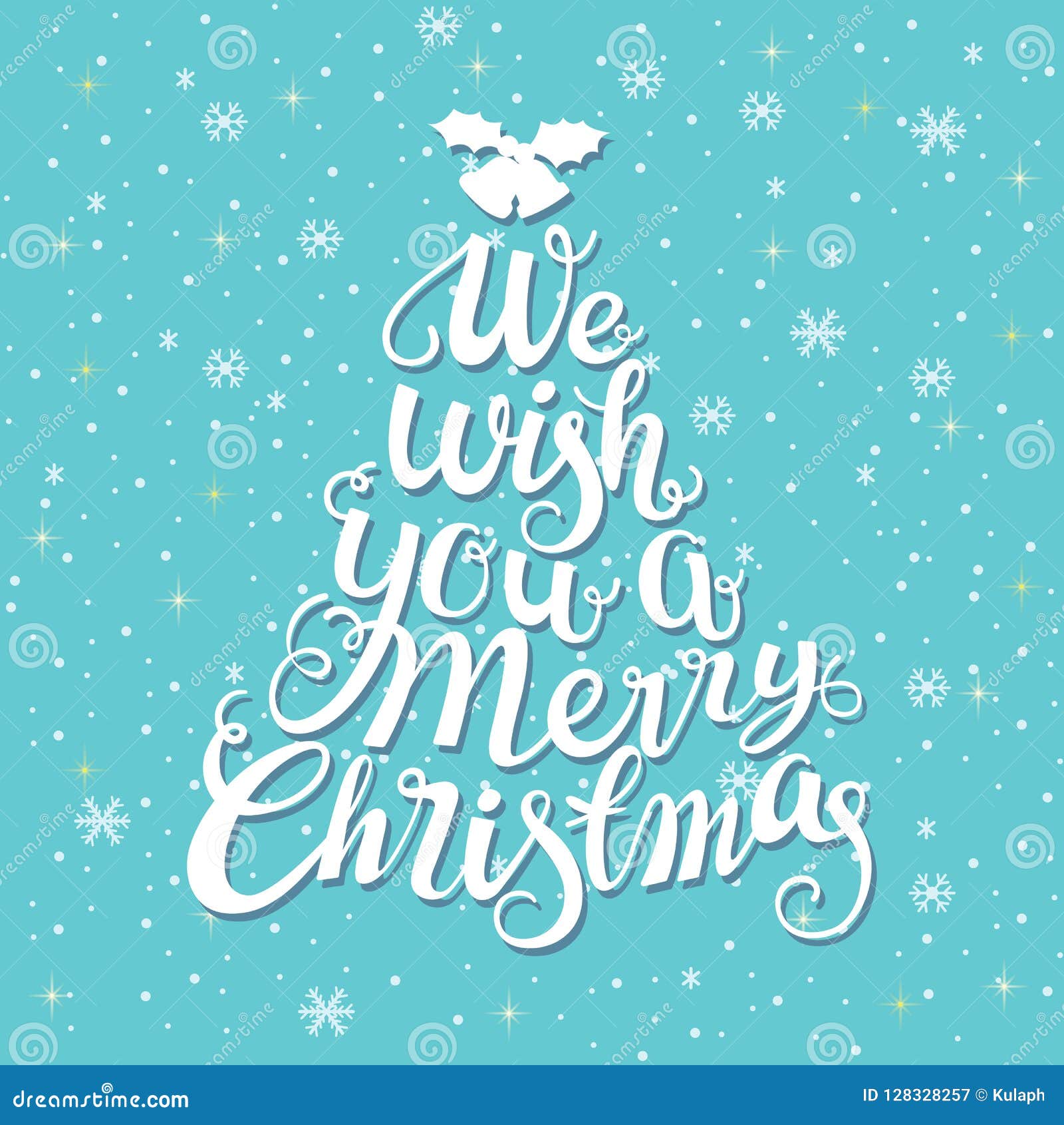 Merry Christmas Handwritten Tree Shape Typography. Stock Vector ...