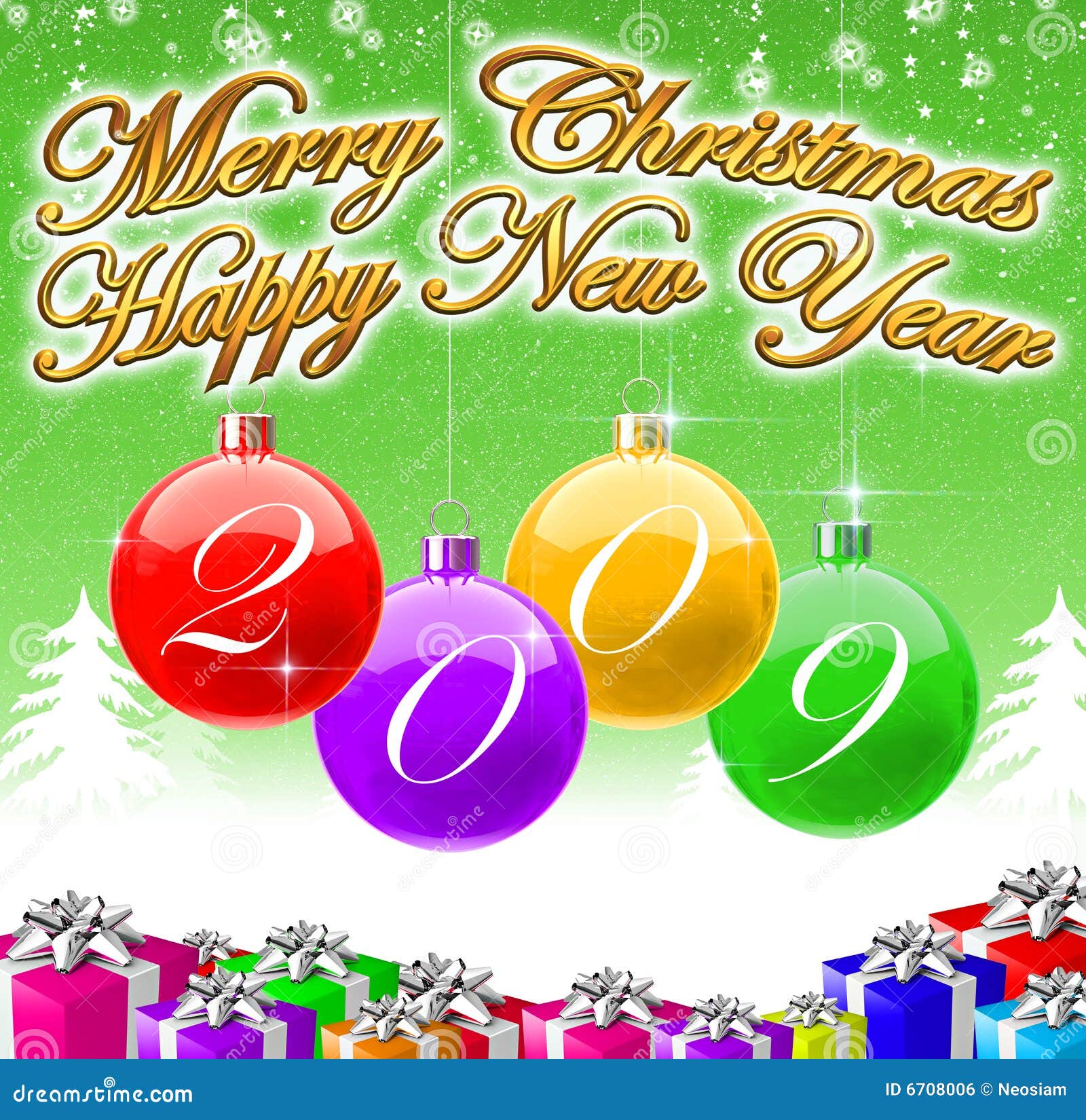 Merry Christmas & Happy New Year 2009 Background Stock Illustration ...