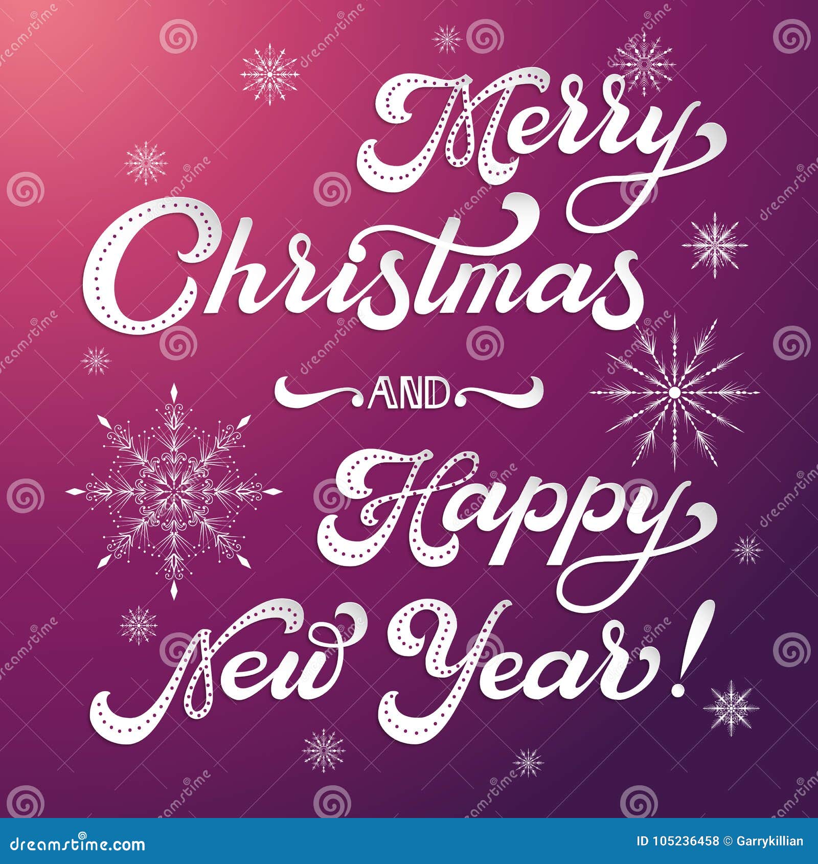 Merry Christmas And Happy New Year Lettering Elegant Handwritten