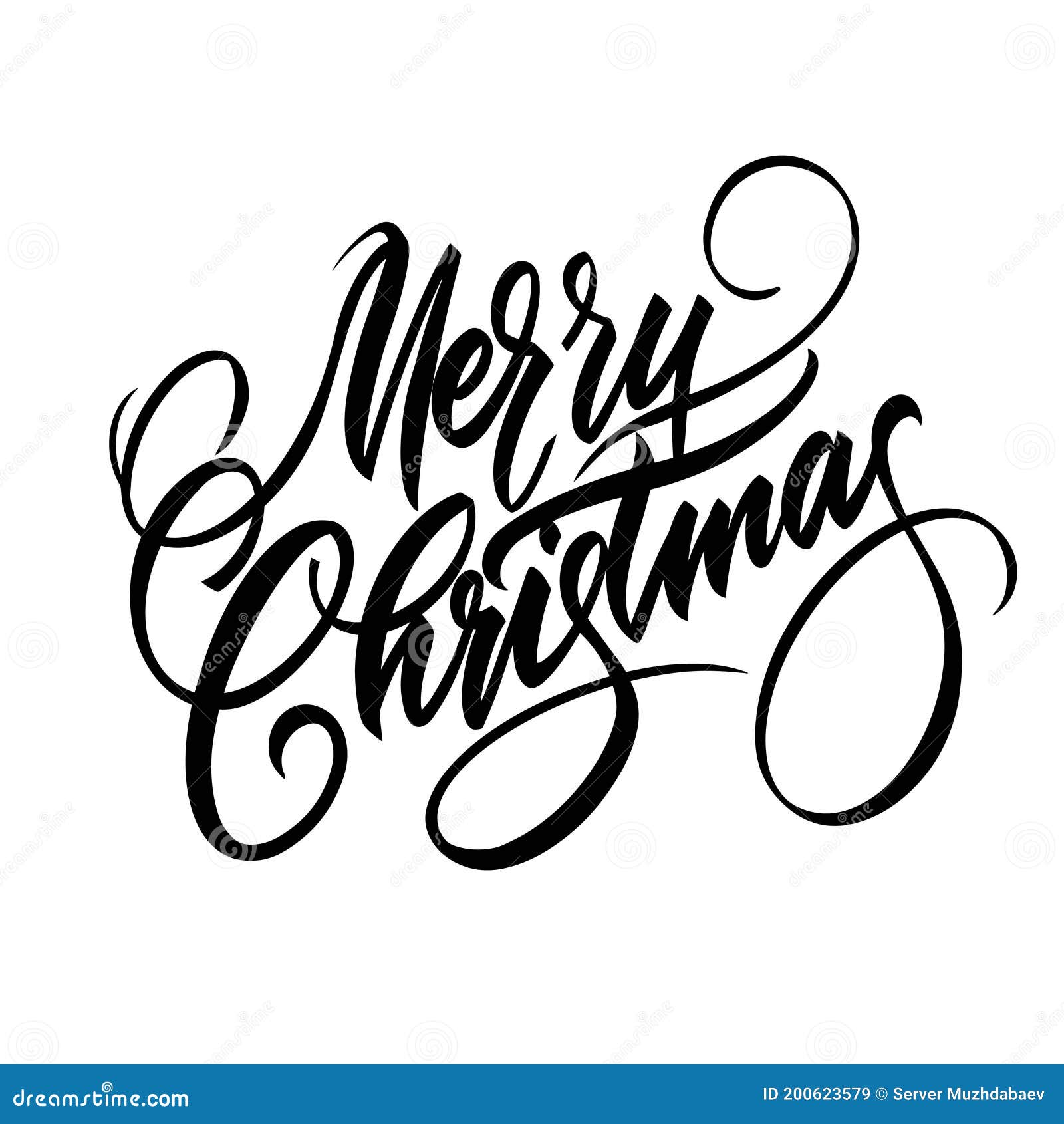 Merry Christmas Lettering. Cursive. Vintage Style. Stock Vector ...