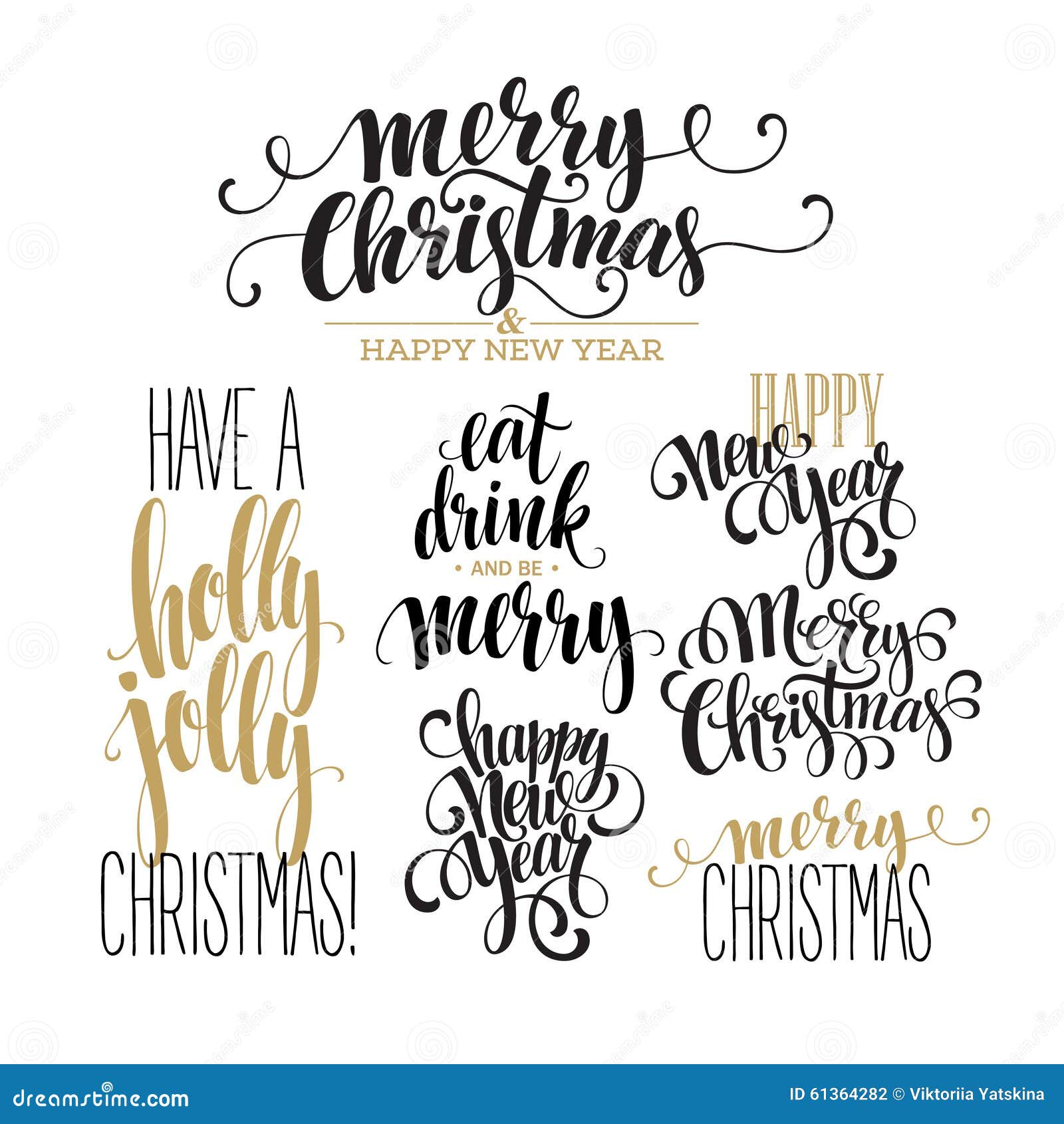 Merry Christmas Lettering Design Set. Vector Stock Vector ...