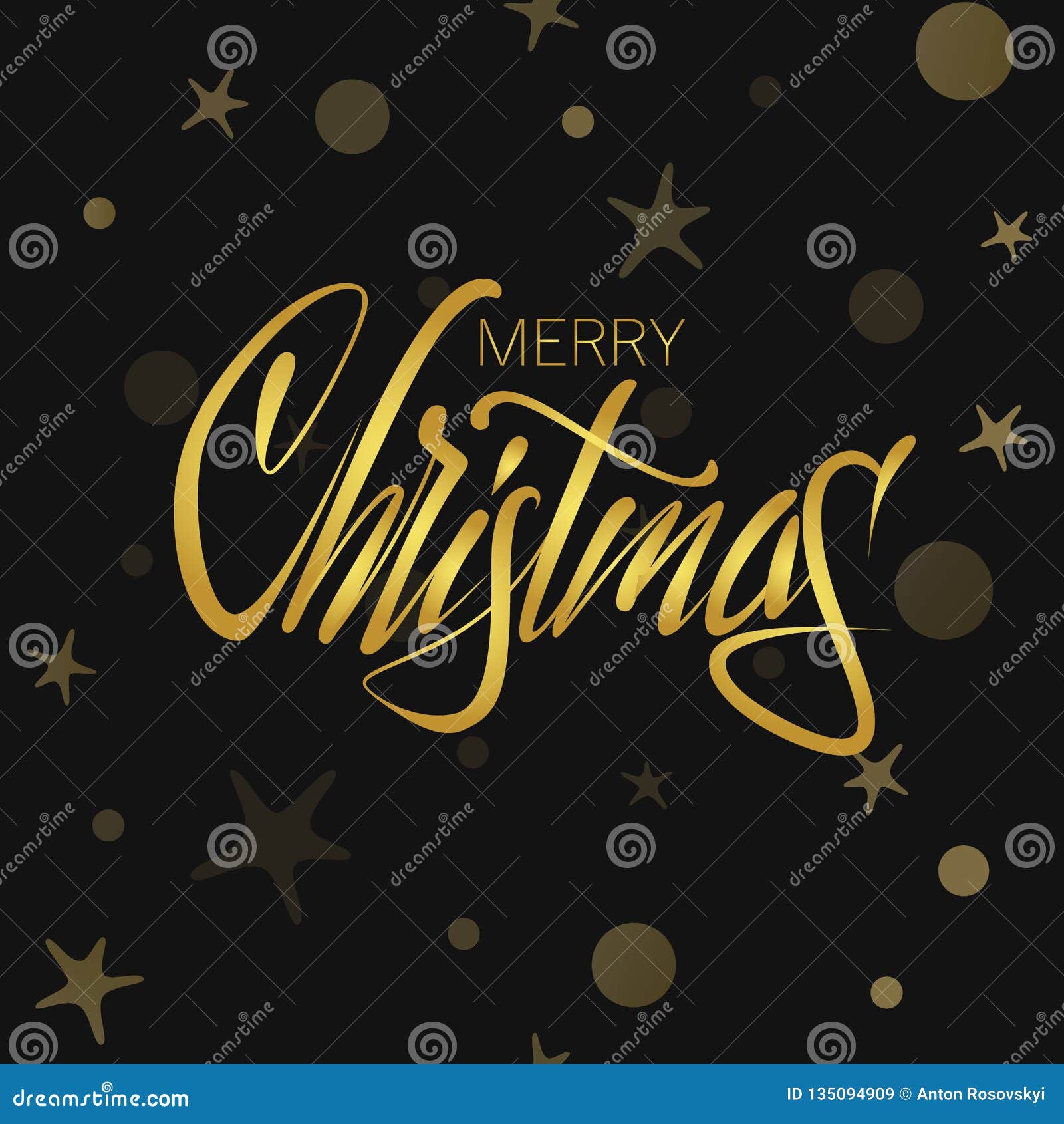 Merry Christmas Lettering Gold Design. Vector Illustration Stock Vector ...