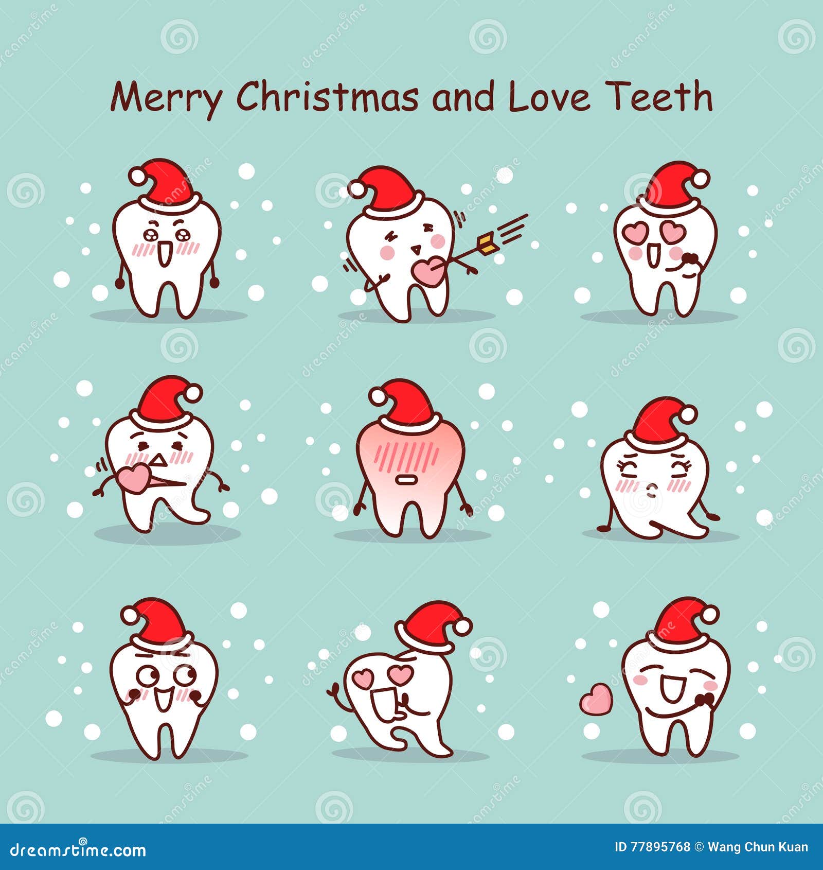 Merry Christmas and Love Teeth Stock Vector - Illustration of hygiene ...