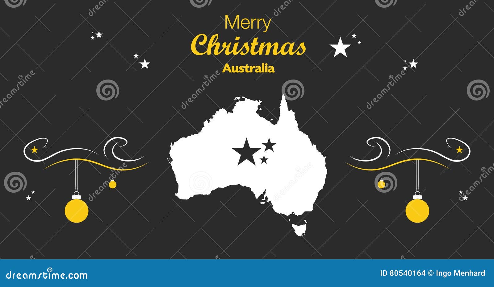 Merry Christmas Map Australia Black Stock Illustration - Illustration ...
