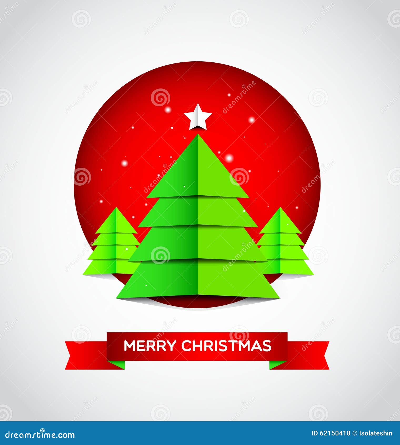 Merry Christmas with Modern Christmas Tree Stock Vector - Illustration ...