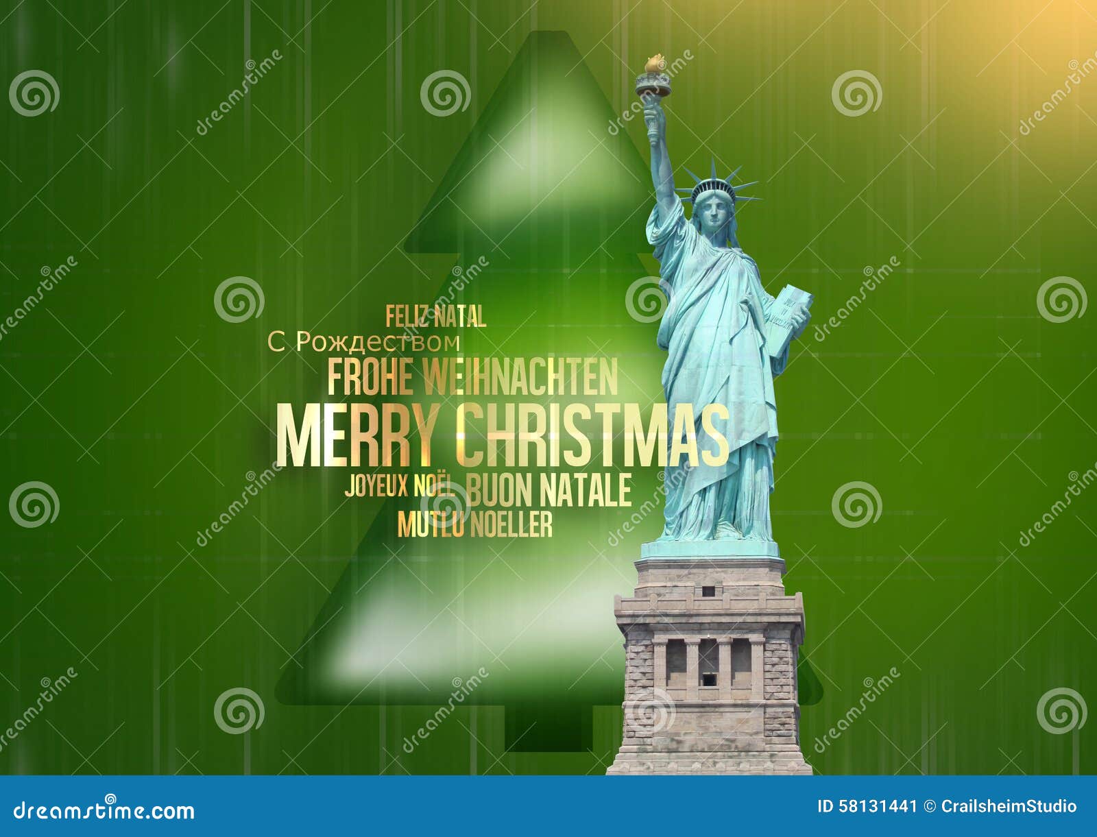 Merry Christmas Multilingual Stock Illustration - Illustration of ...