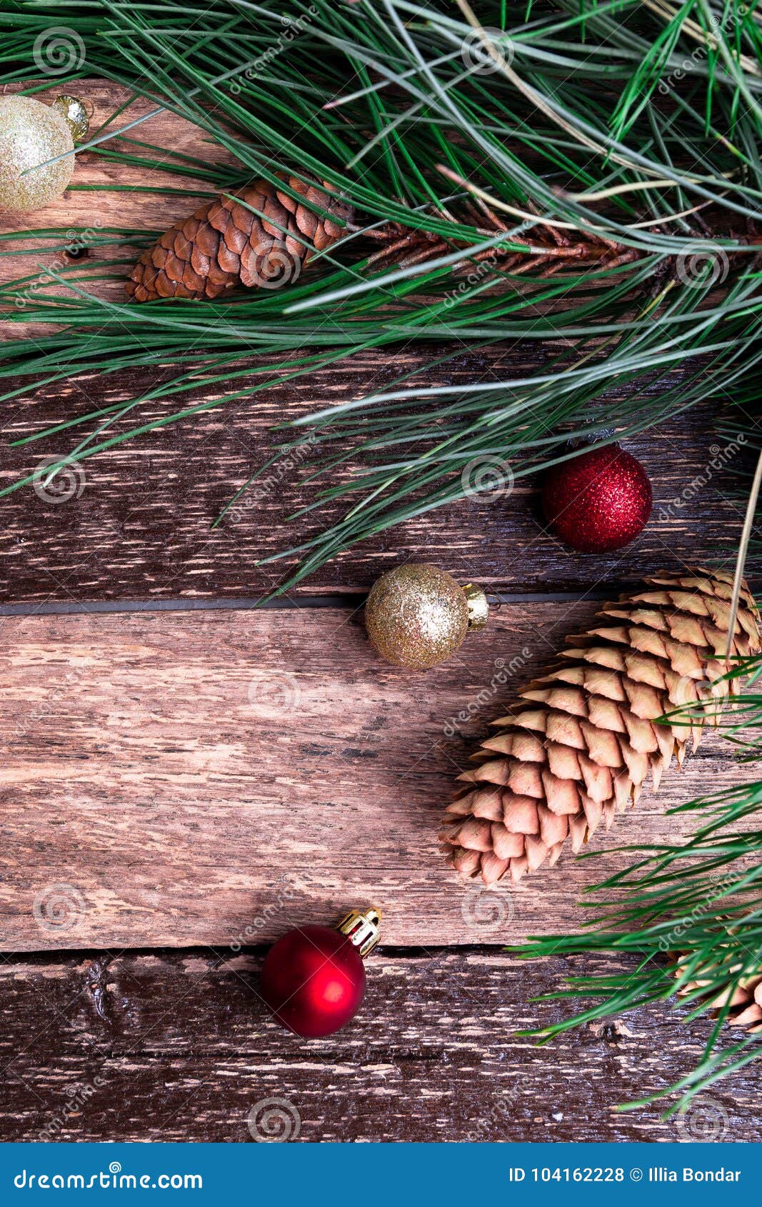Merry Christmas New Year Composition Rustic Background. Flat Lay. Stock ...