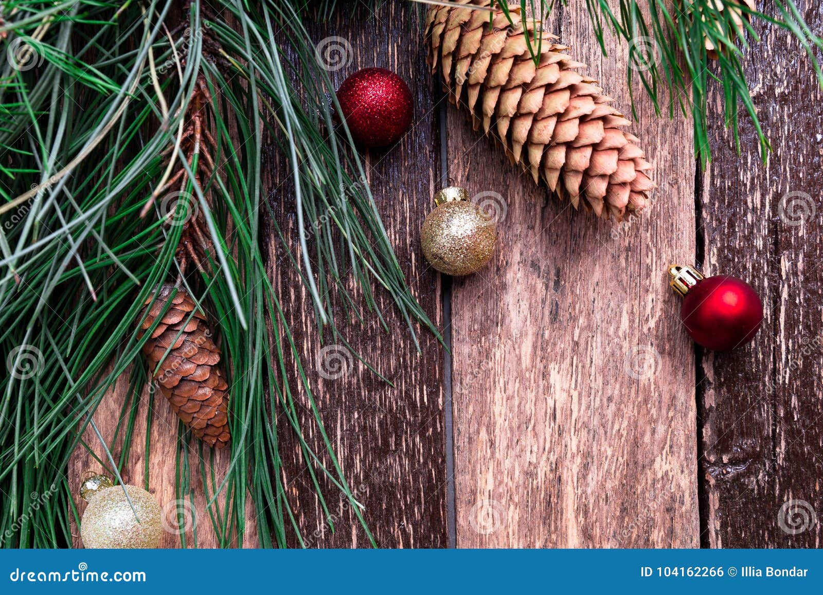 Merry Christmas New Year Composition Rustic Background. Flat Lay. Stock ...
