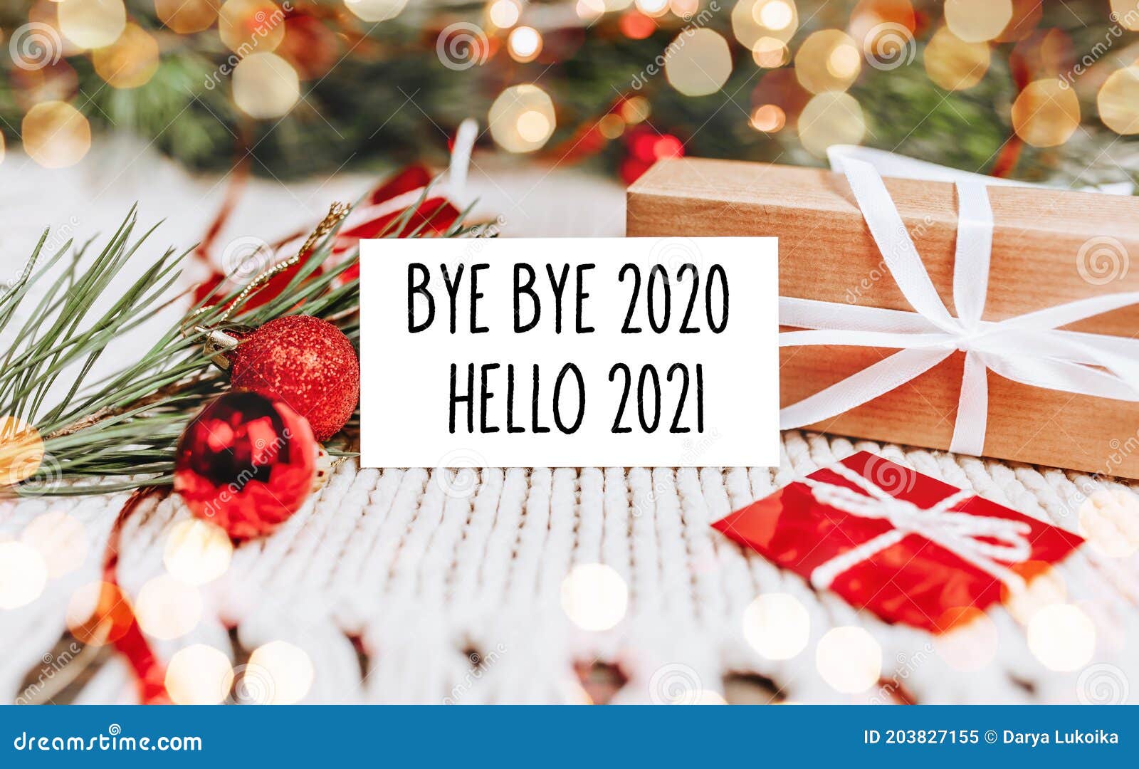 Merry Christmas and New Year Concept with Gift Bye Bye 2020 Hello 2021 ...