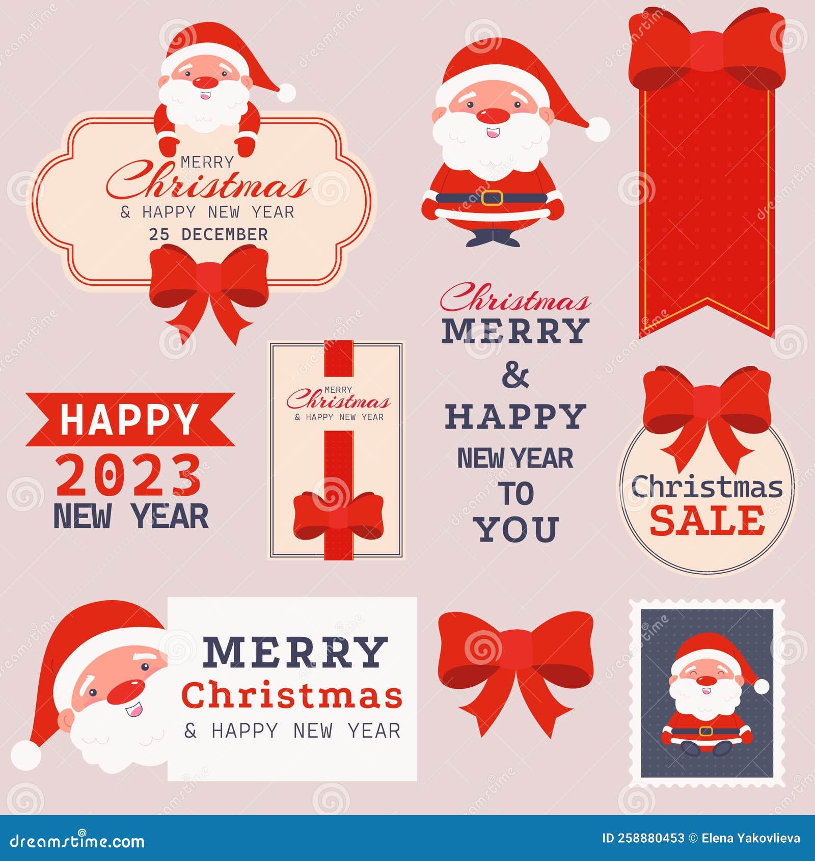 Merry Christmas and New Year Stickers, Labels. Vector Stock Vector ...
