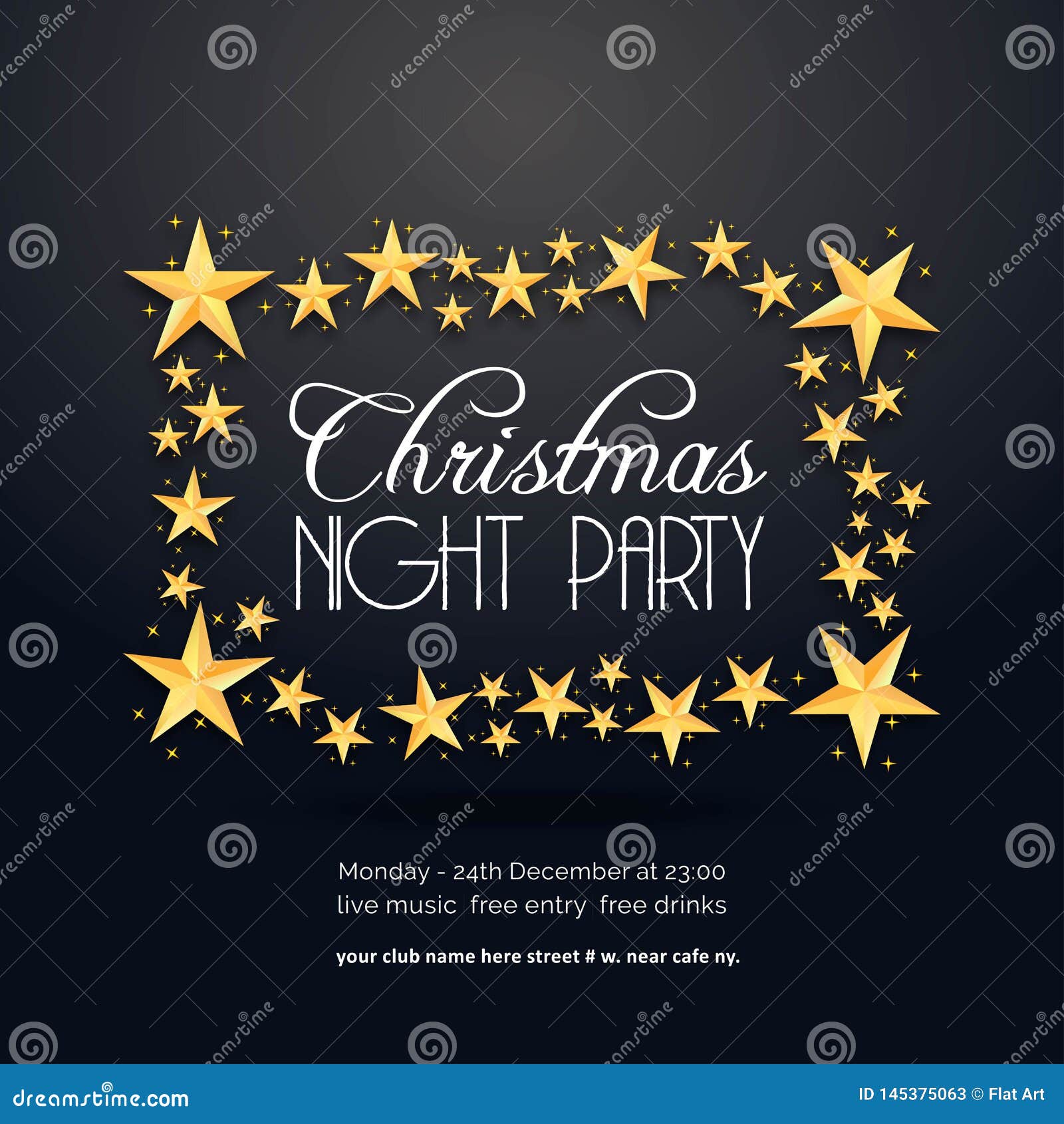 Merry Christmas Night Party Background Stock Vector - Illustration of ...