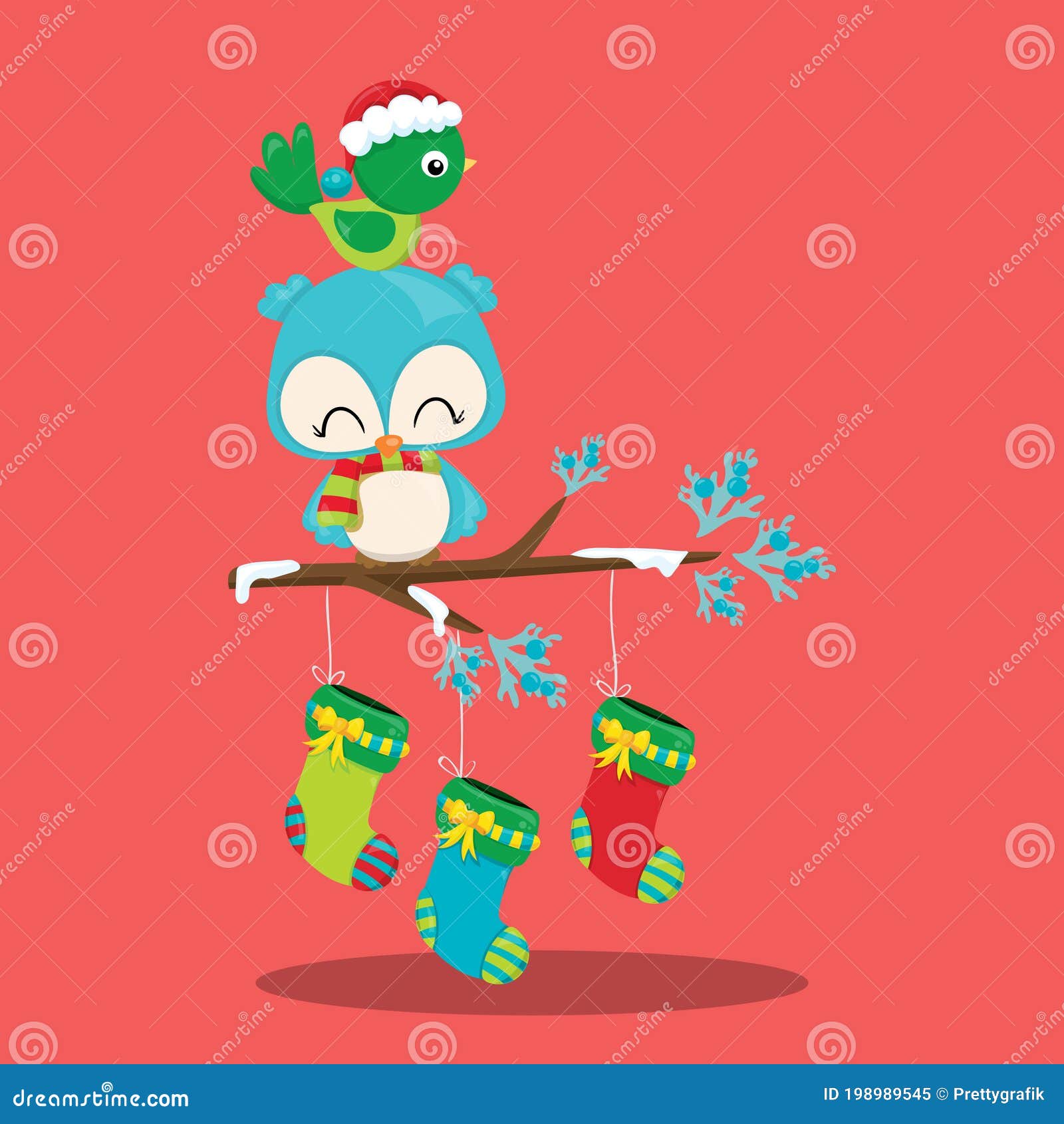 Merry christmas owl 01 stock vector. Illustration of christmas - 198989545