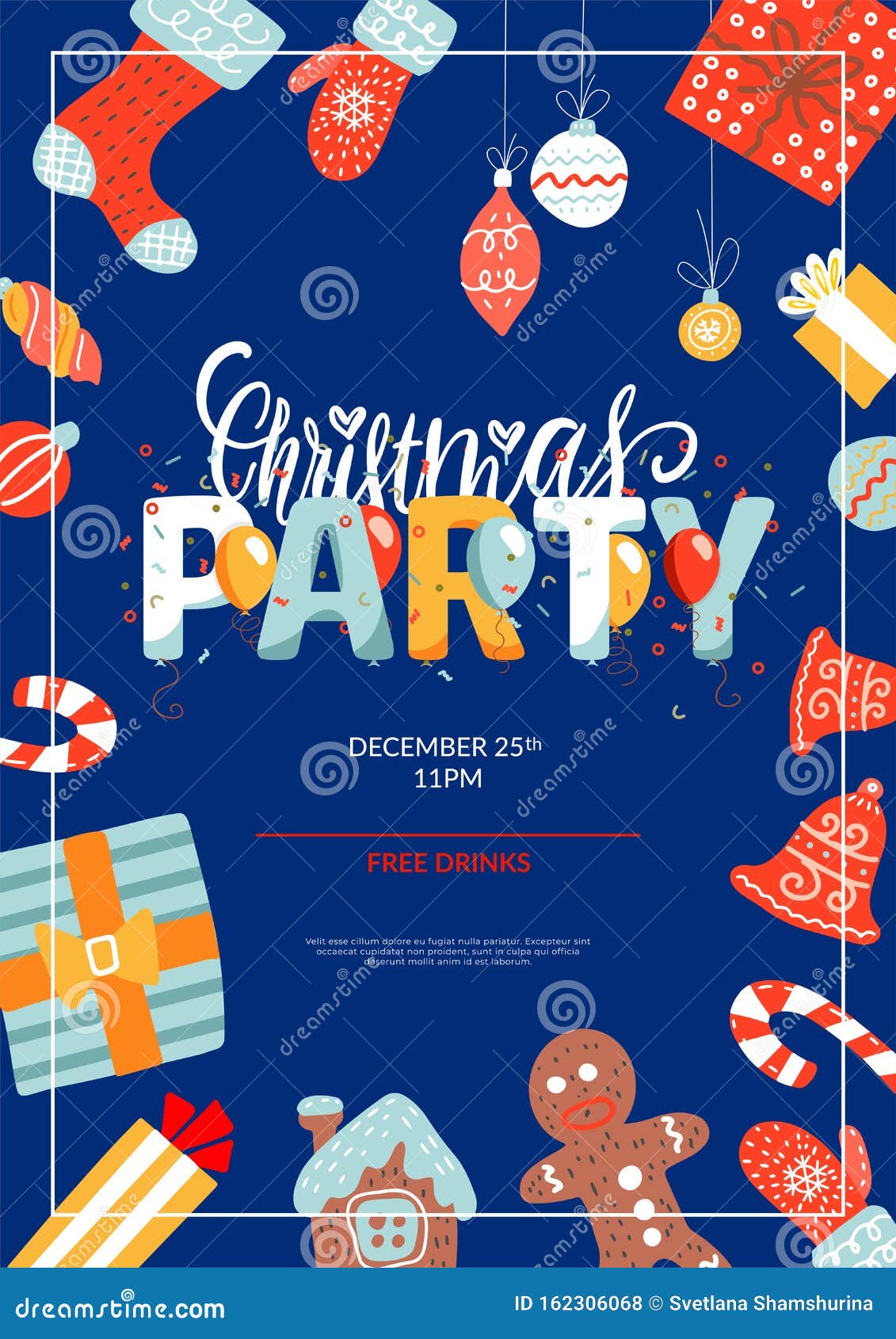 Merry Christmas Party Layout A4 Poster or Flyer Template. Christmas ...