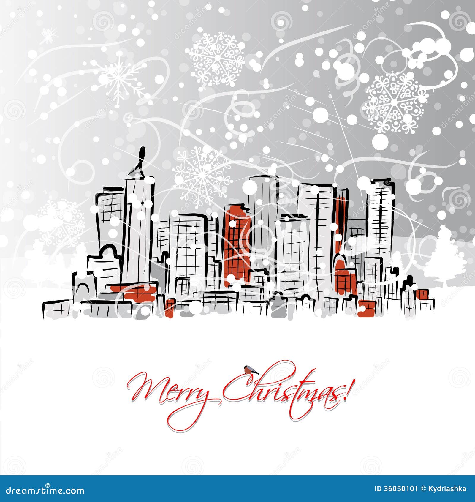 Merry Christmas Postcard Cityscape Background Stock Illustrations ...