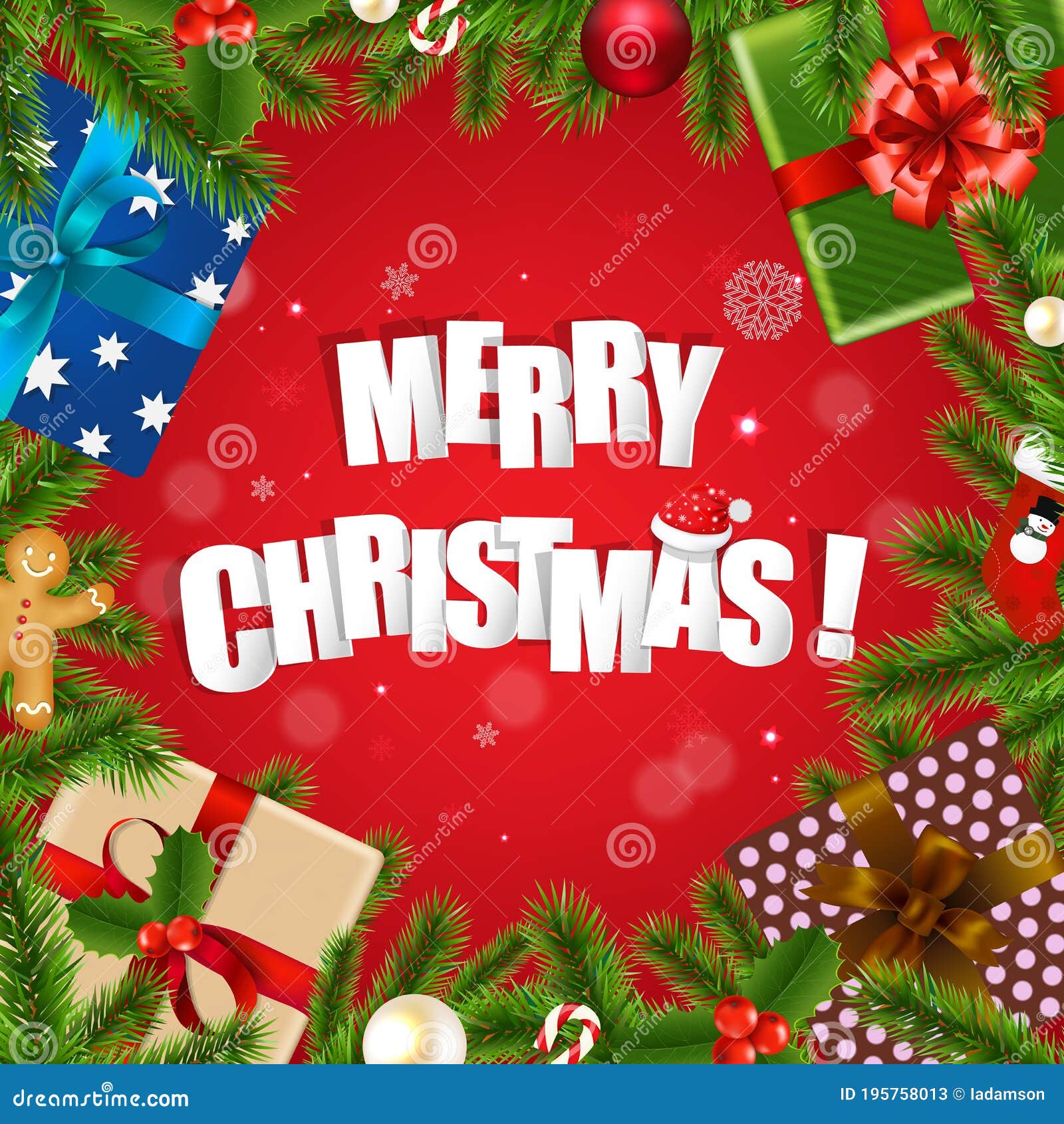 Merry Christmas Postcard stock vector. Illustration of frost - 195758013