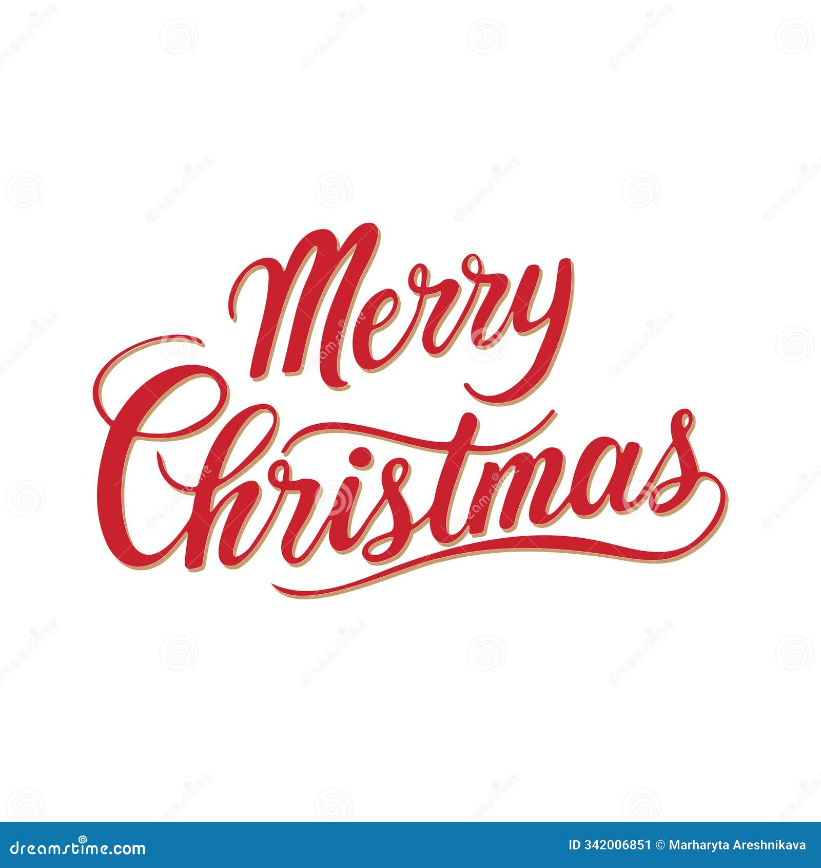 Merry Christmas Red Text, Hand Lettering Calligraphy Isolated on White ...