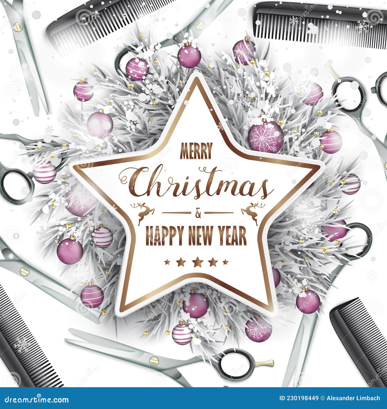 Merry Christmas Scissors Combs Cover Stock Vector - Illustration of ...
