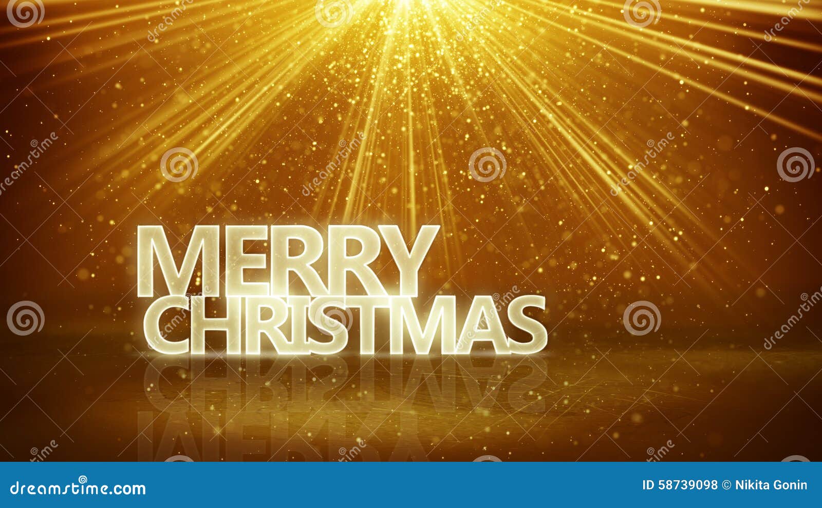 Merry Christmas Sign and Gold Rays Stock Illustration - Illustration of ...