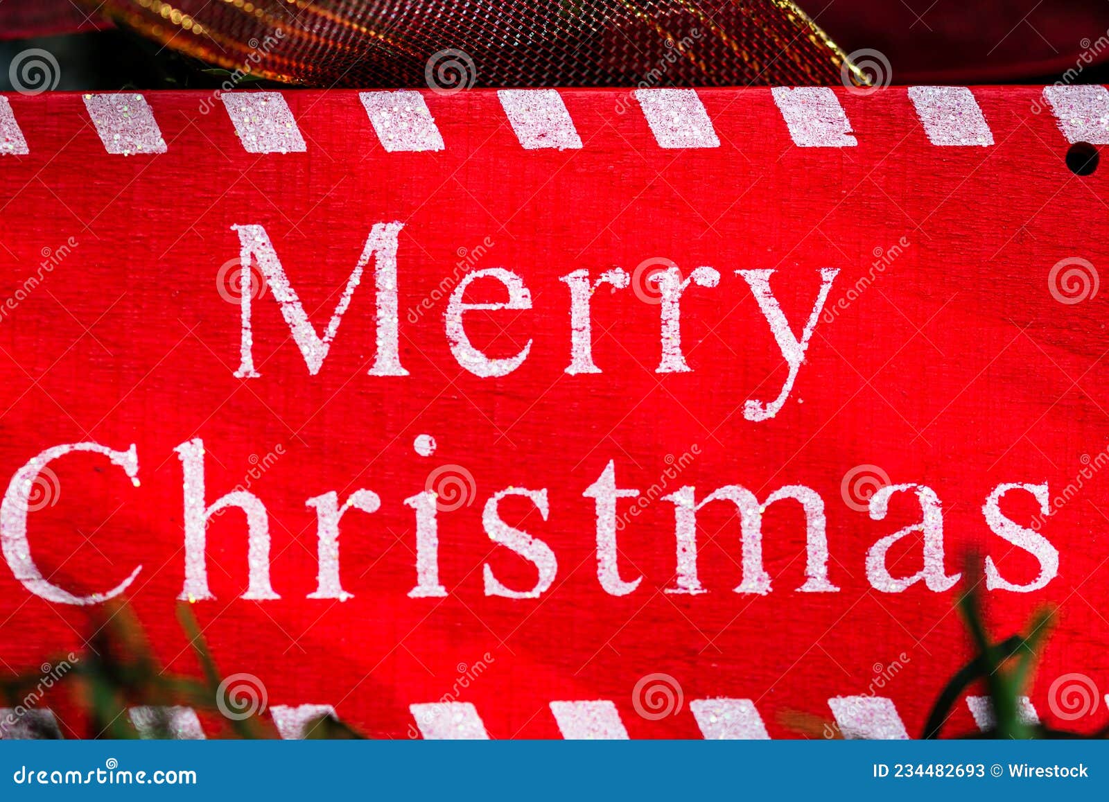 Merry Christmas Sign Hanging in the Christmas Tree Stock Image - Image ...