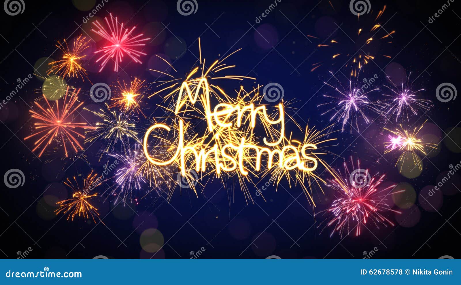 Merry Christmas Sparkler Text and Firework Stock Illustration ...