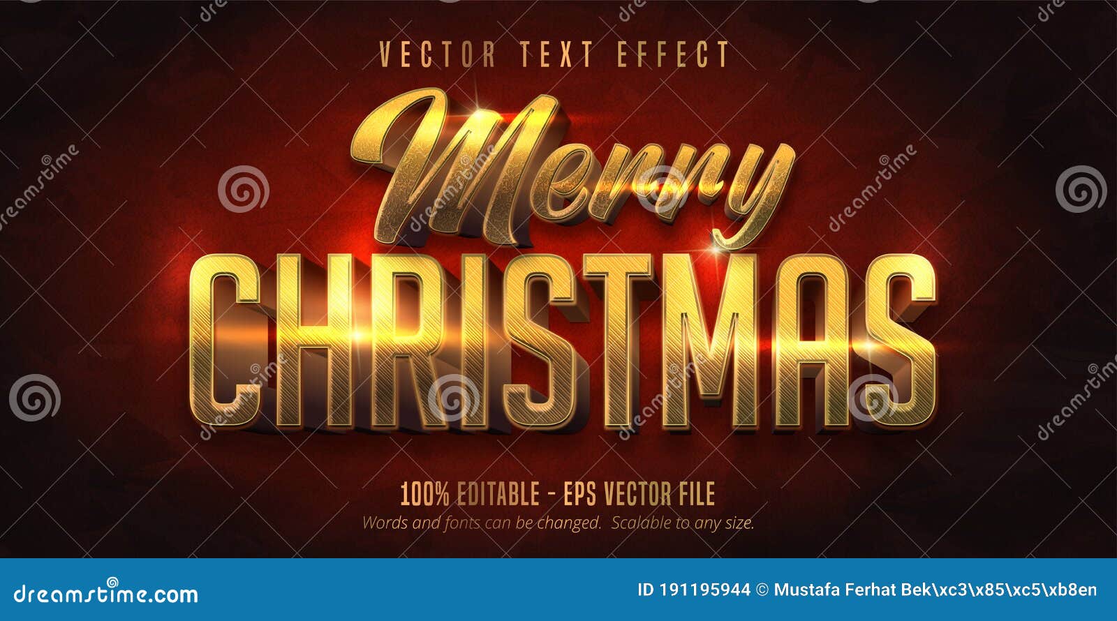 Merry Christmas Text, Shiny Gold Christmas Style Editable Text Effect ...
