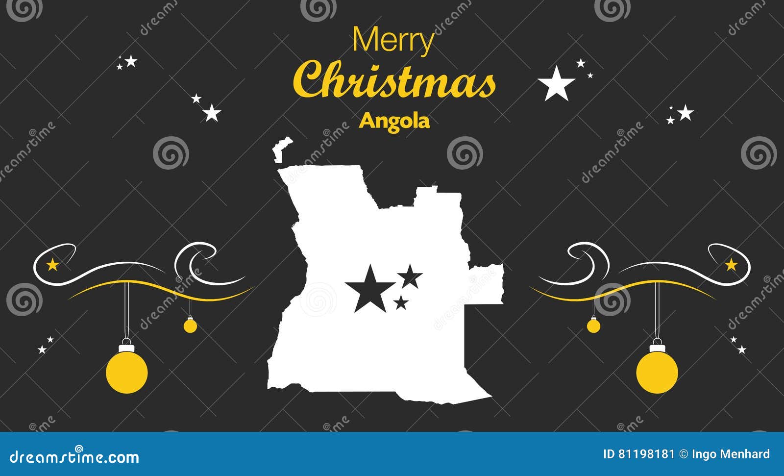 Merry Christmas Theme with Map of Angola Stock Illustration ...