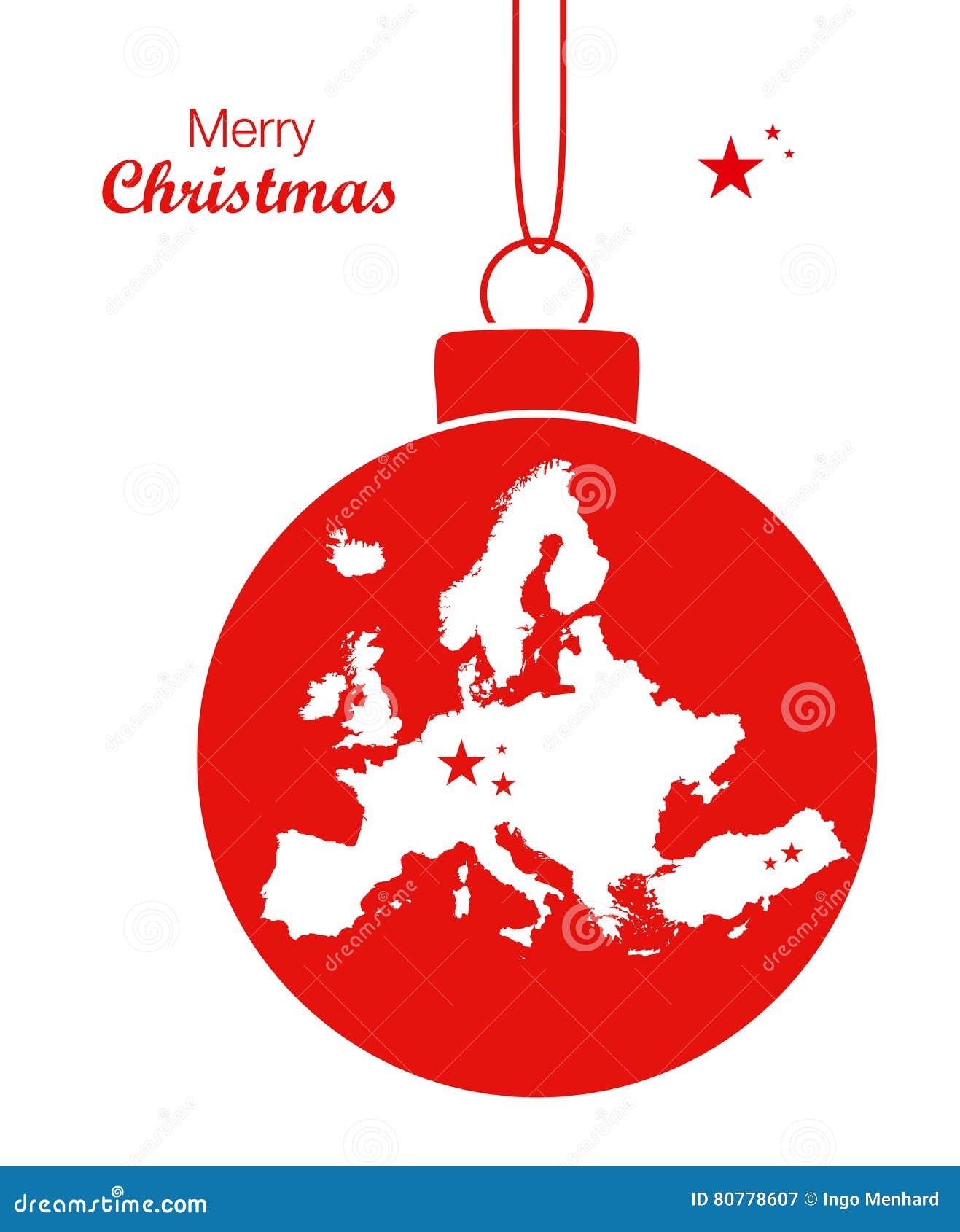 Merry Christmas Theme with Map of Europe Stock Illustration ...