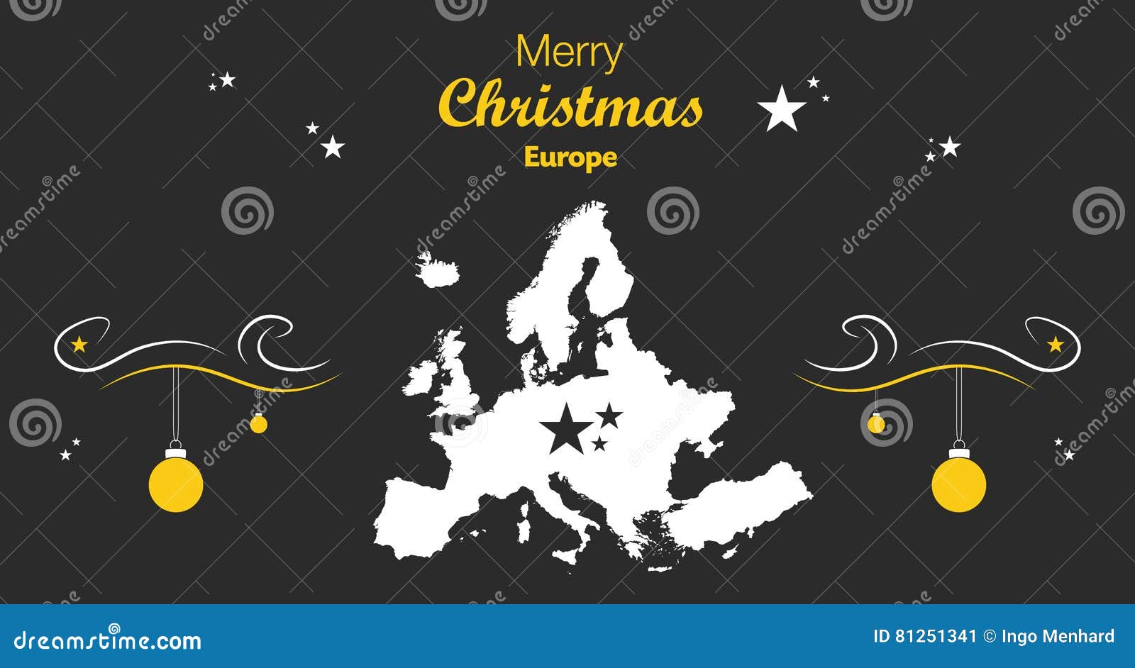 Merry Christmas Theme with Map of Europe Stock Illustration ...