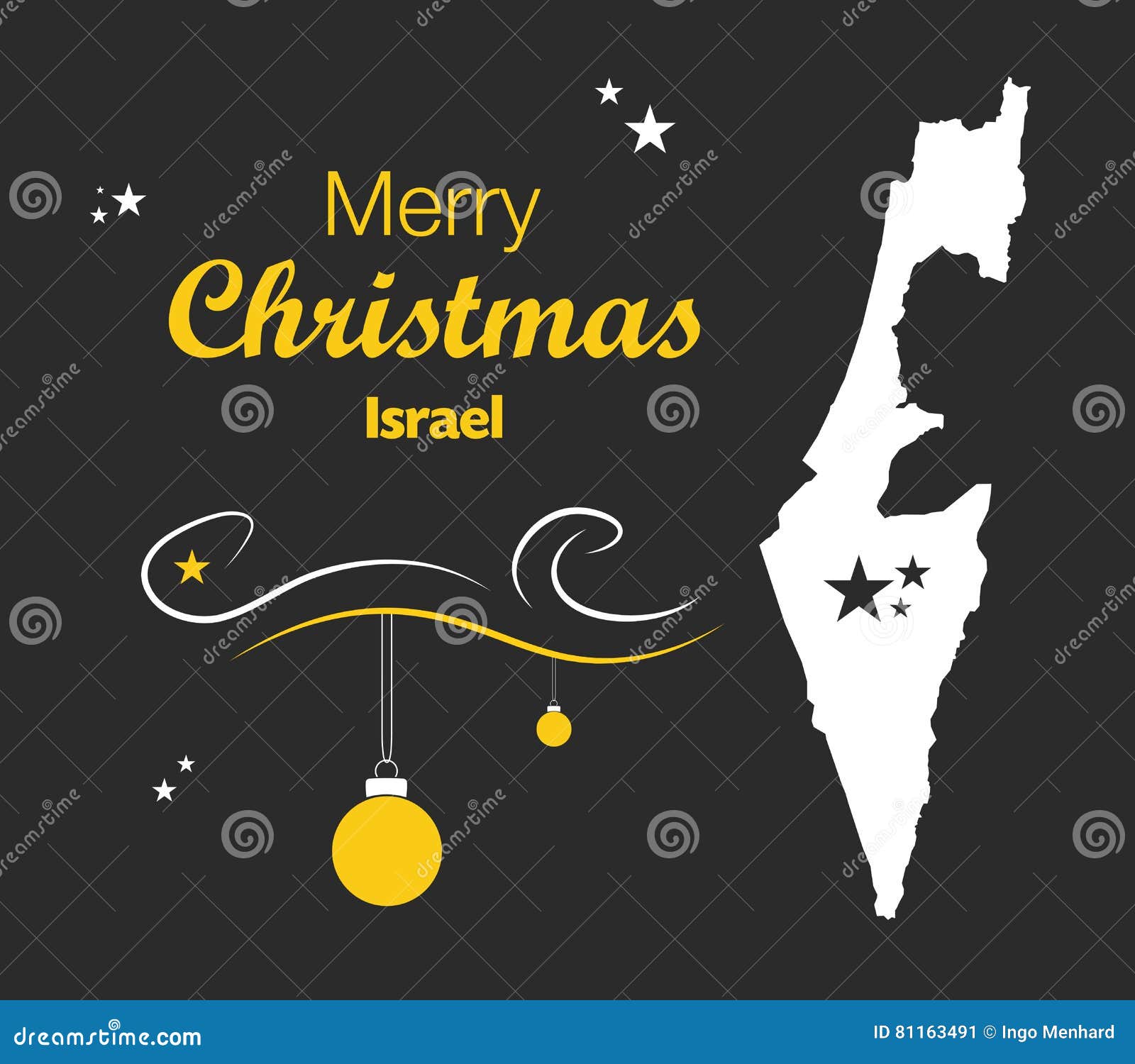 Merry Christmas Theme with Map of Israel Stock Illustration ...