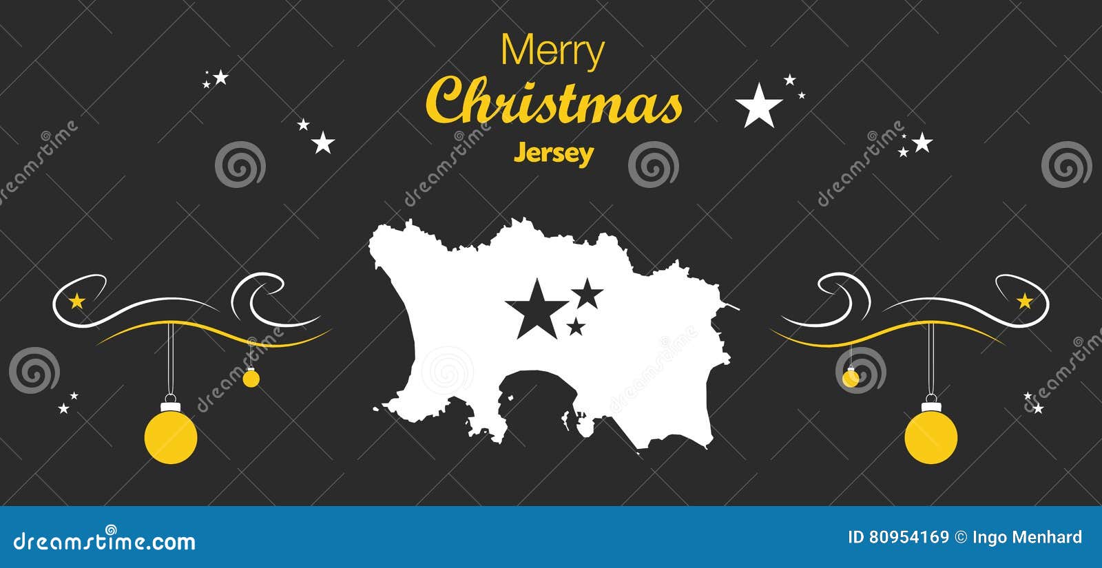 Merry Christmas Theme with Map of Jersey Stock Illustration ...