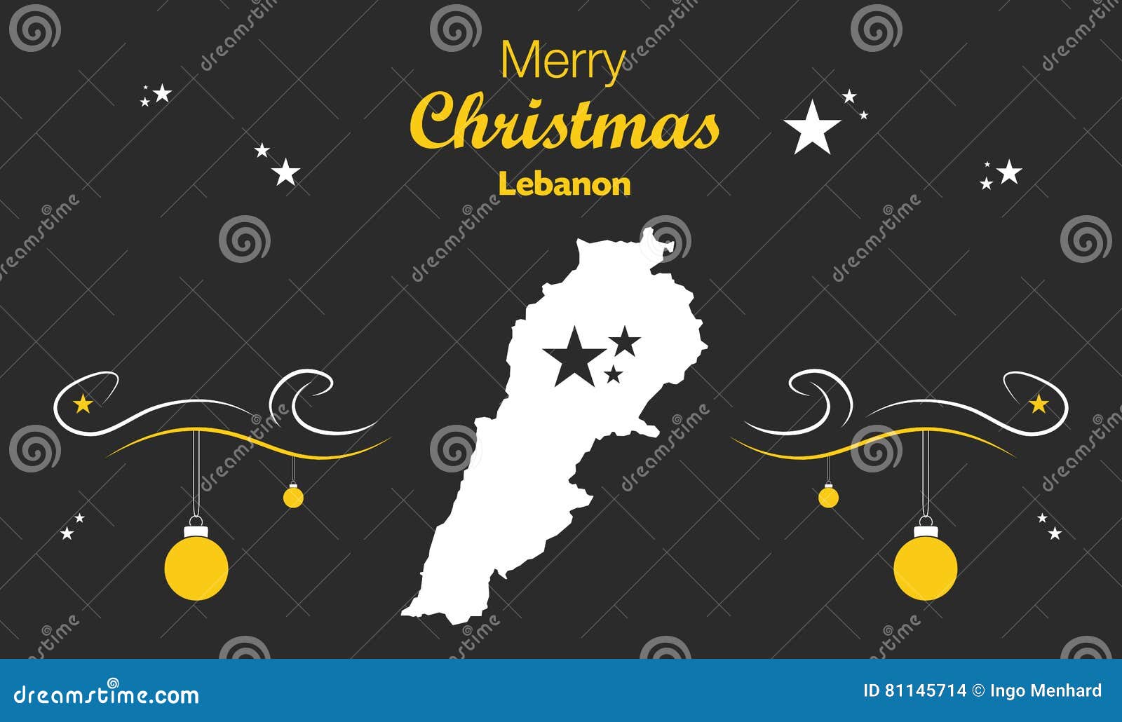 Merry Christmas Theme with Map of Lebanon Stock Illustration ...