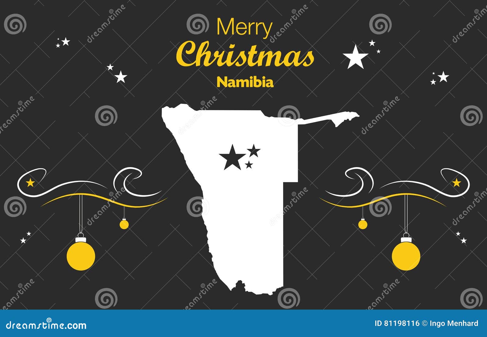 Merry Christmas Theme with Map of Namibia Stock Illustration ...