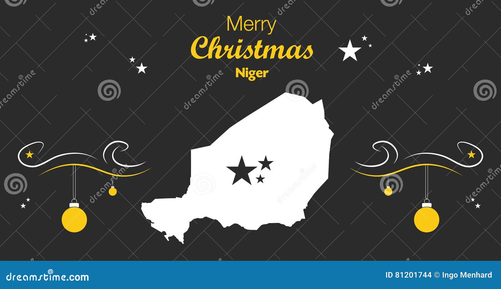 Merry Christmas Theme with Map of Niger Stock Illustration ...