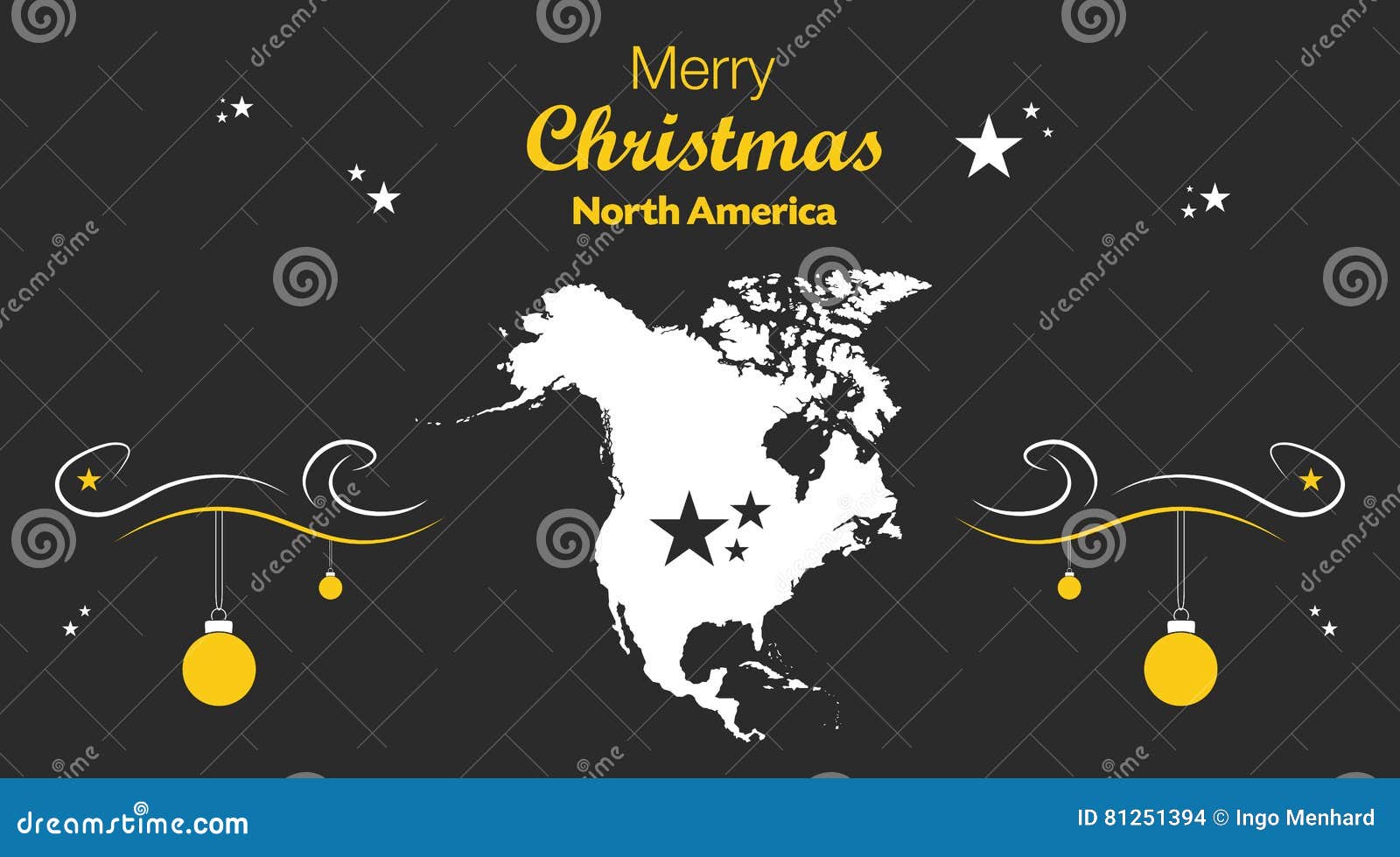 Merry Christmas Theme with Map of North America Stock Illustration ...