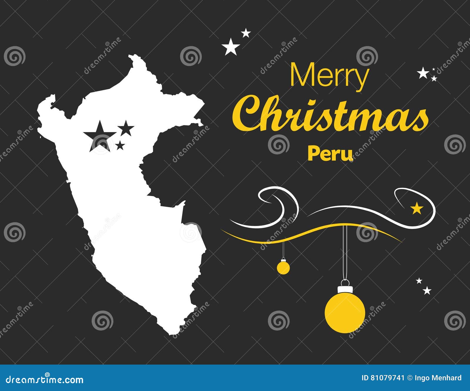 Merry Christmas Theme with Map of Peru Stock Illustration ...