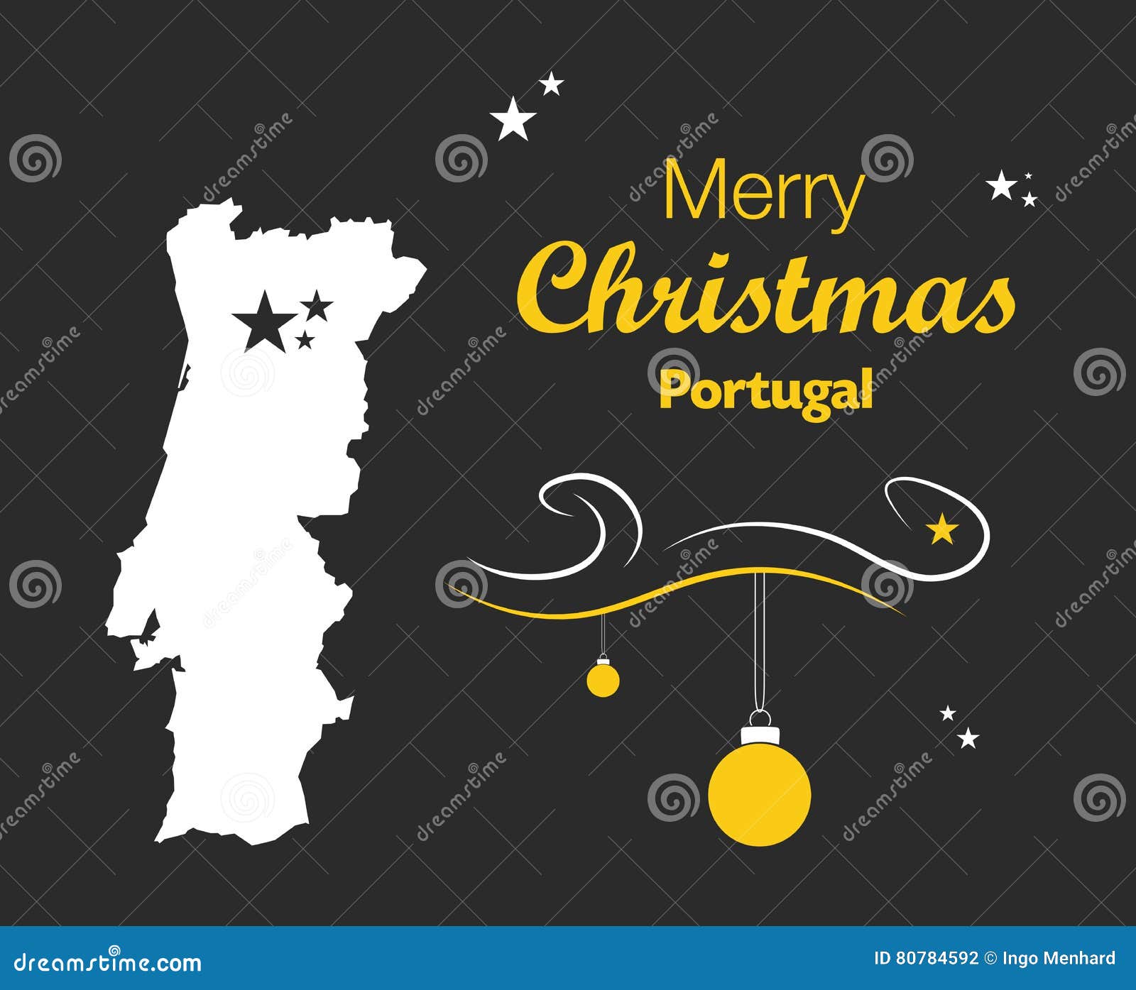 Merry Christmas Theme with Map of Portugal Stock Illustration ...