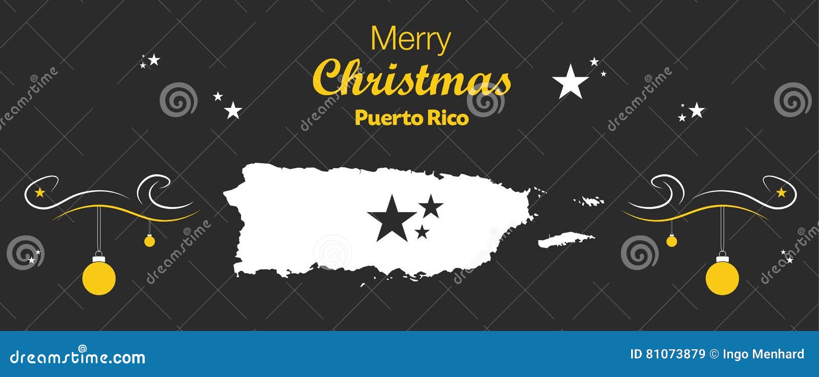 Merry Christmas Theme with Map of Puerto Rico Stock Illustration ...