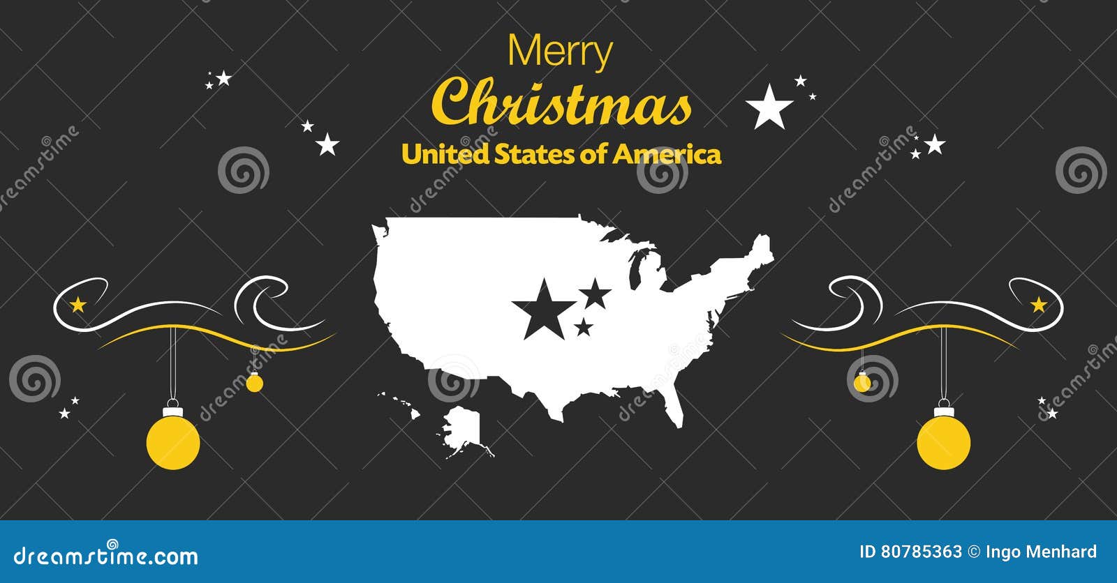 Merry Christmas Theme with Map of USA Stock Illustration - Illustration ...